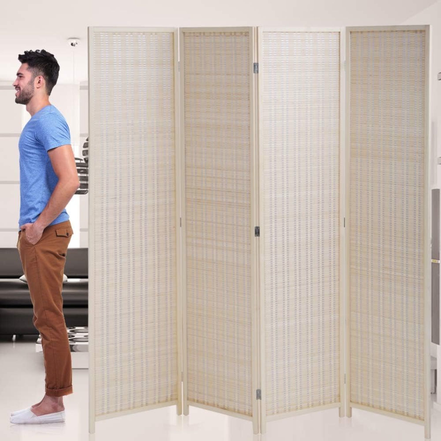 Room Divider Privacy Screen Folding 4 Panel 72 Inches High Portable ...