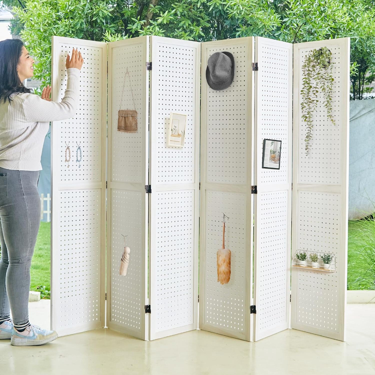 Room Divider Privacy Screen Pegboard Display Stand - Freestanding ...