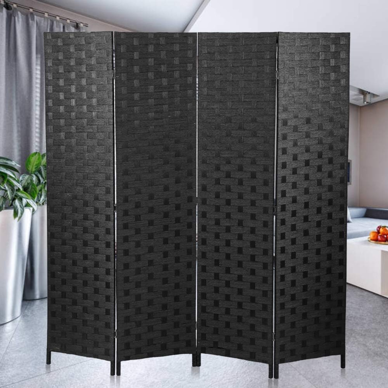 Room Divider Privacy Screen Wall Divider Portable Partition Screens 6FT 4 Panel Hand- Design ...