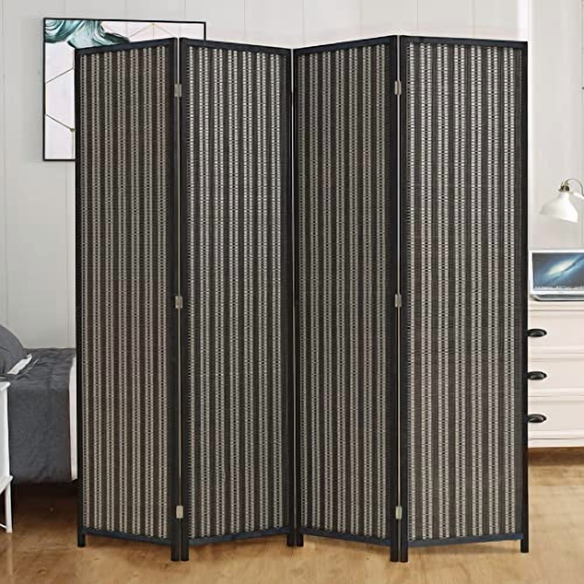 Room Divider Privacy Screen with Natural Bamboo,4-Panel 5-Panel 6-Panel ...