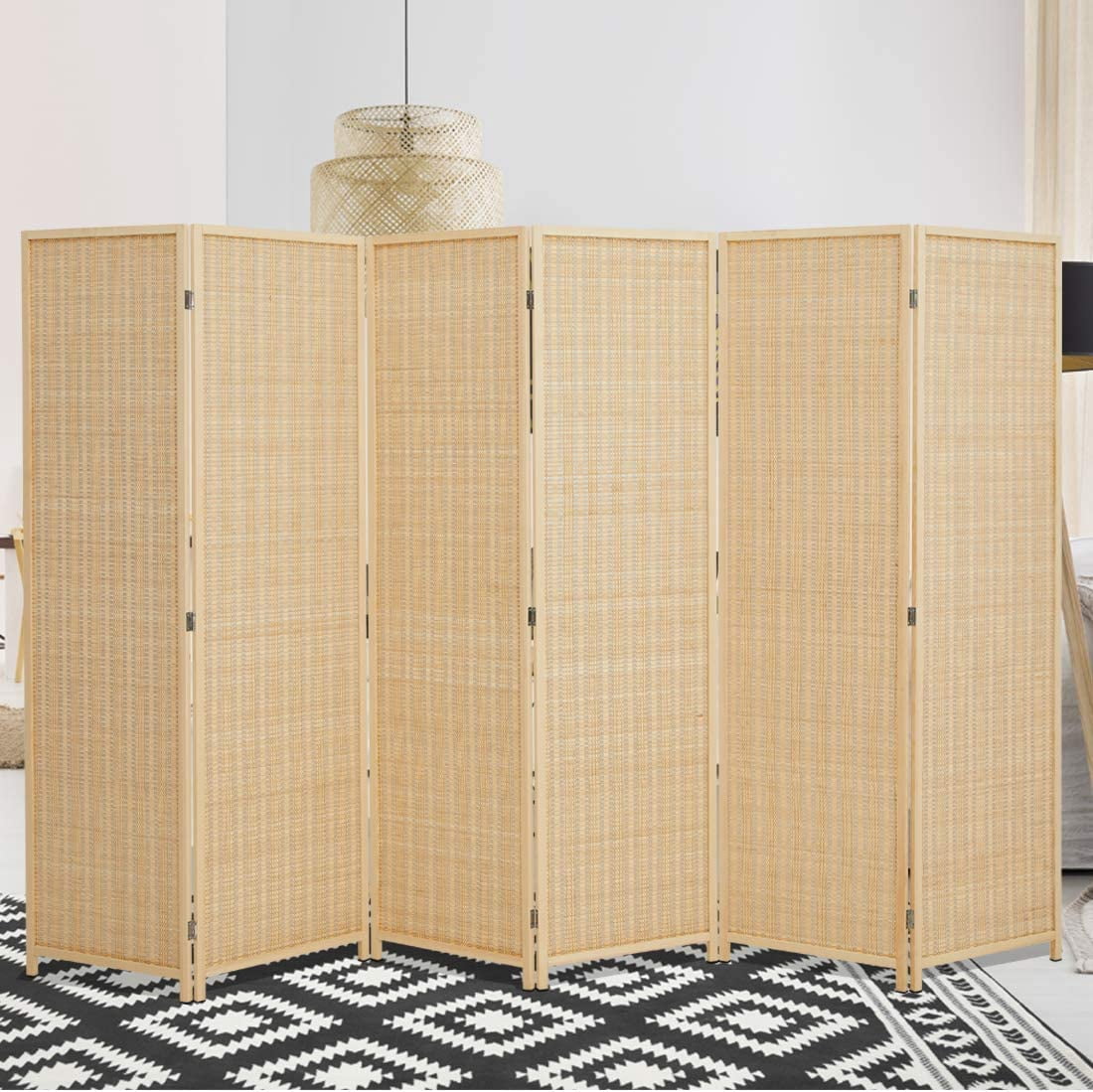 Room Divider Privacy Screen with Natural Bamboo,4-Panel 5-Panel 6-Panel ...