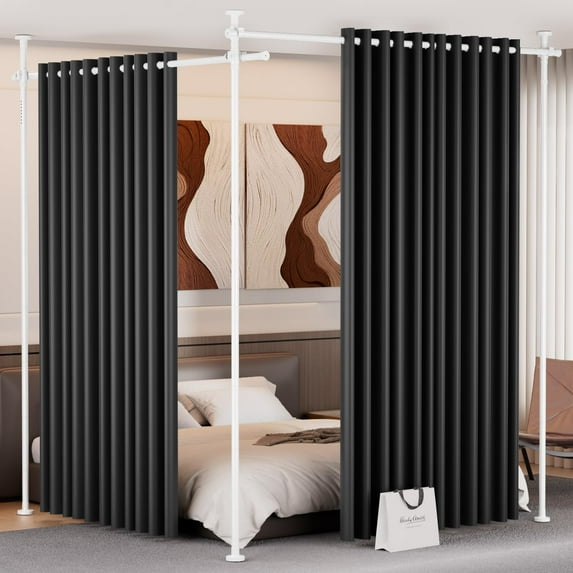 Room Divider for Room Separation (28-114in W), Curtain Rods No Drilling ...