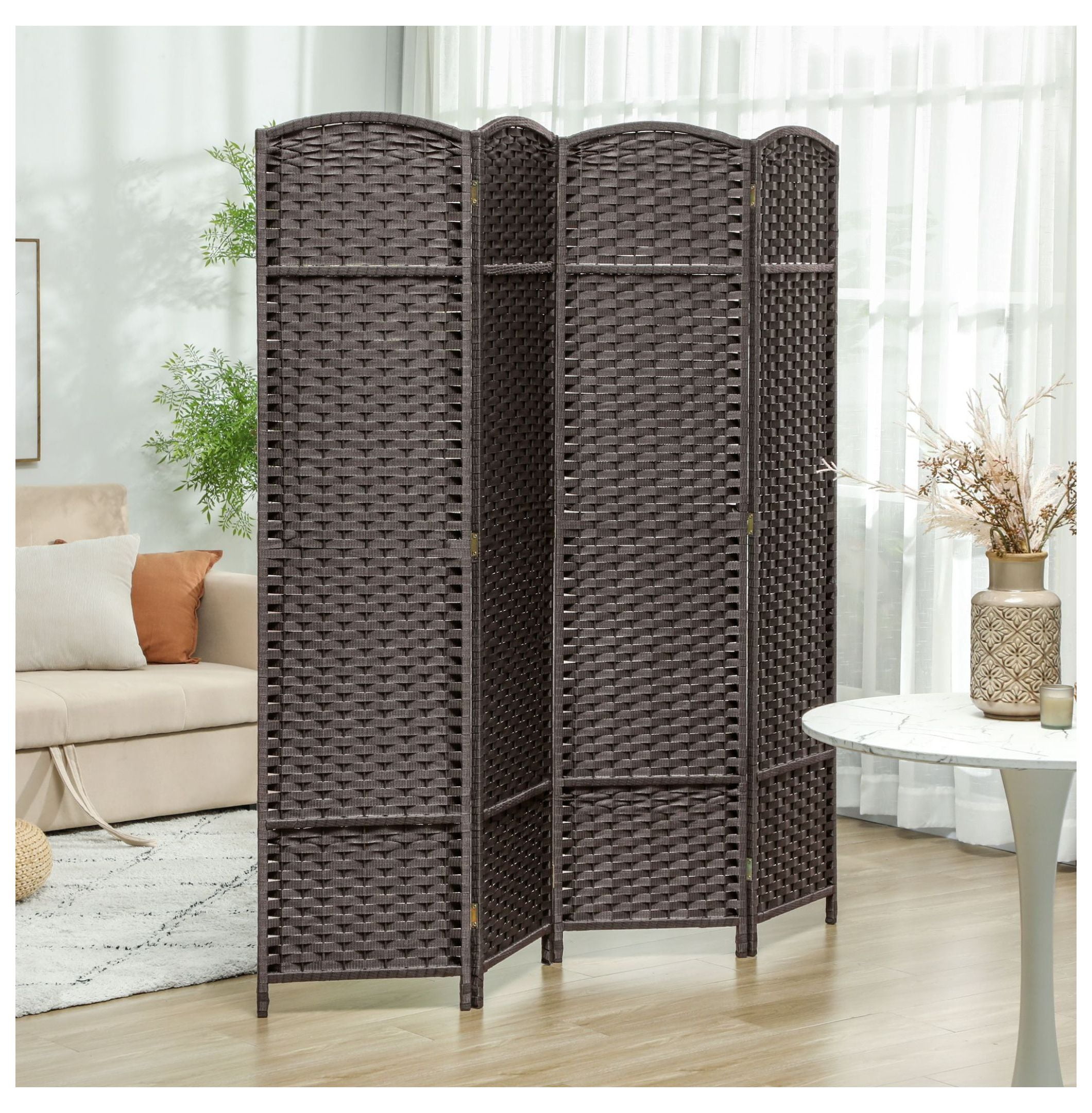 Room Divider Screen 4 Panel, 5.6' Tall Privacy Screen for Home Office ...