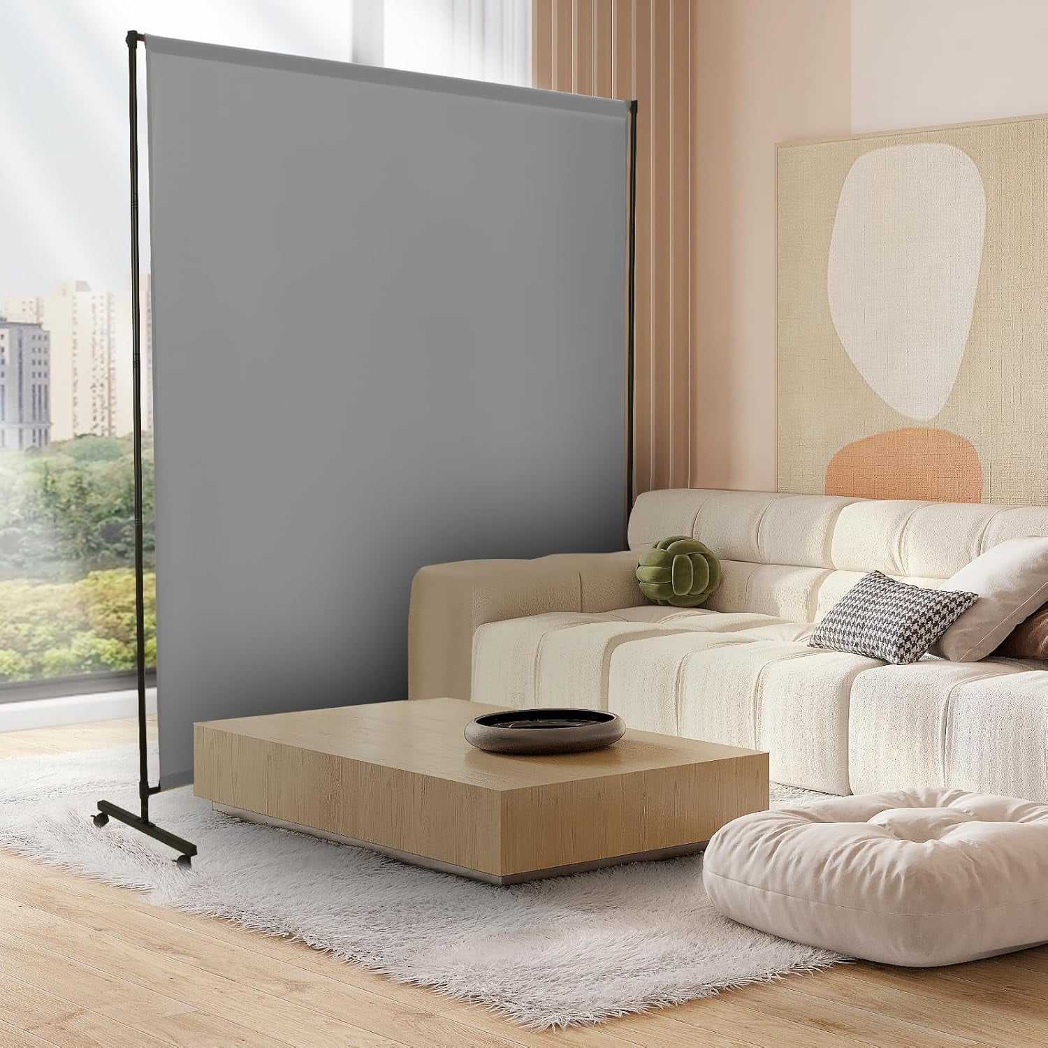 Room Divider Screen 72"x72" with Lockable Caster Wheels, Privacy Panel ...