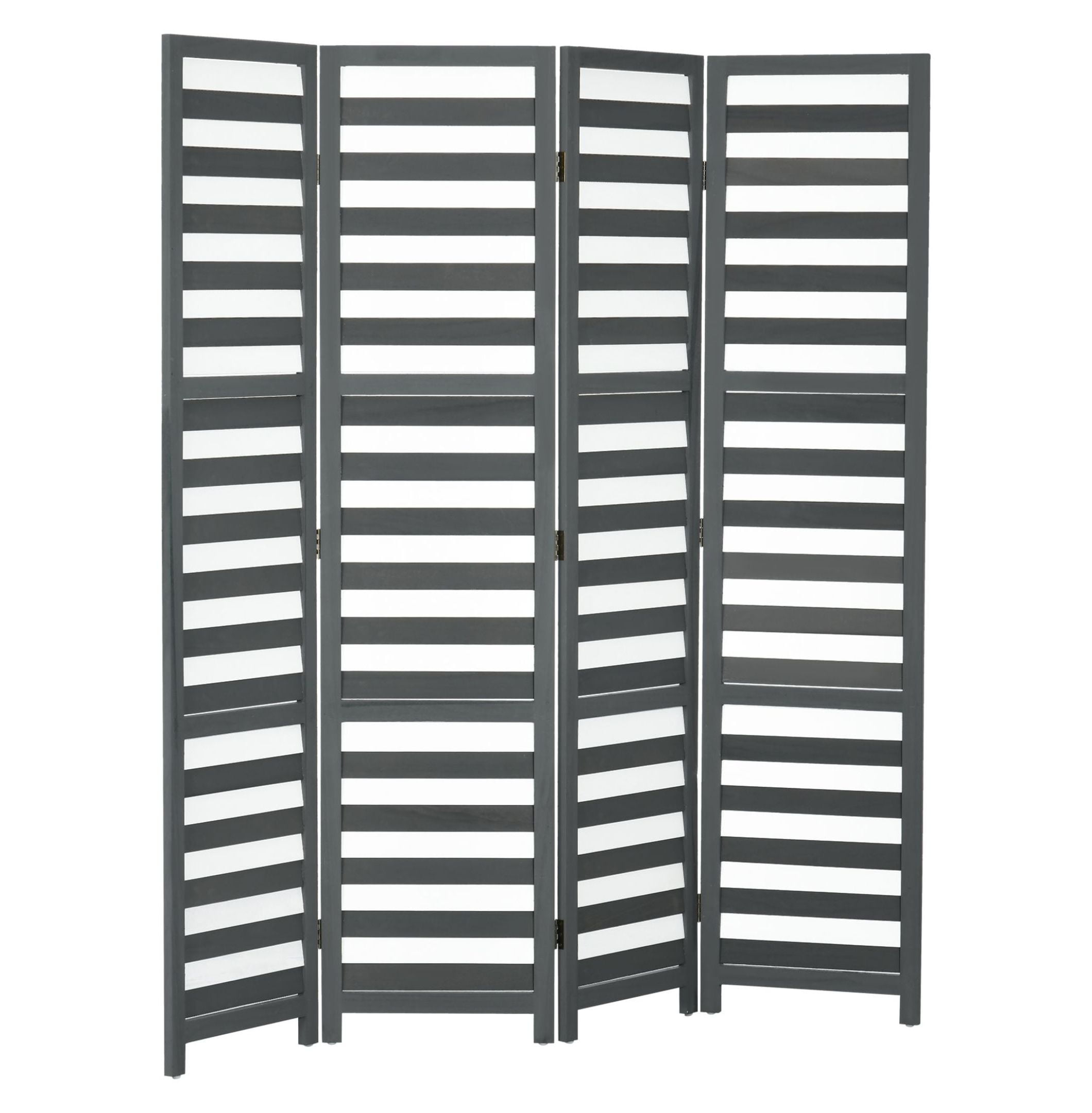 Room Divider Screen, Folding Privacy Screen - 5' White Grey Wood Frame ...