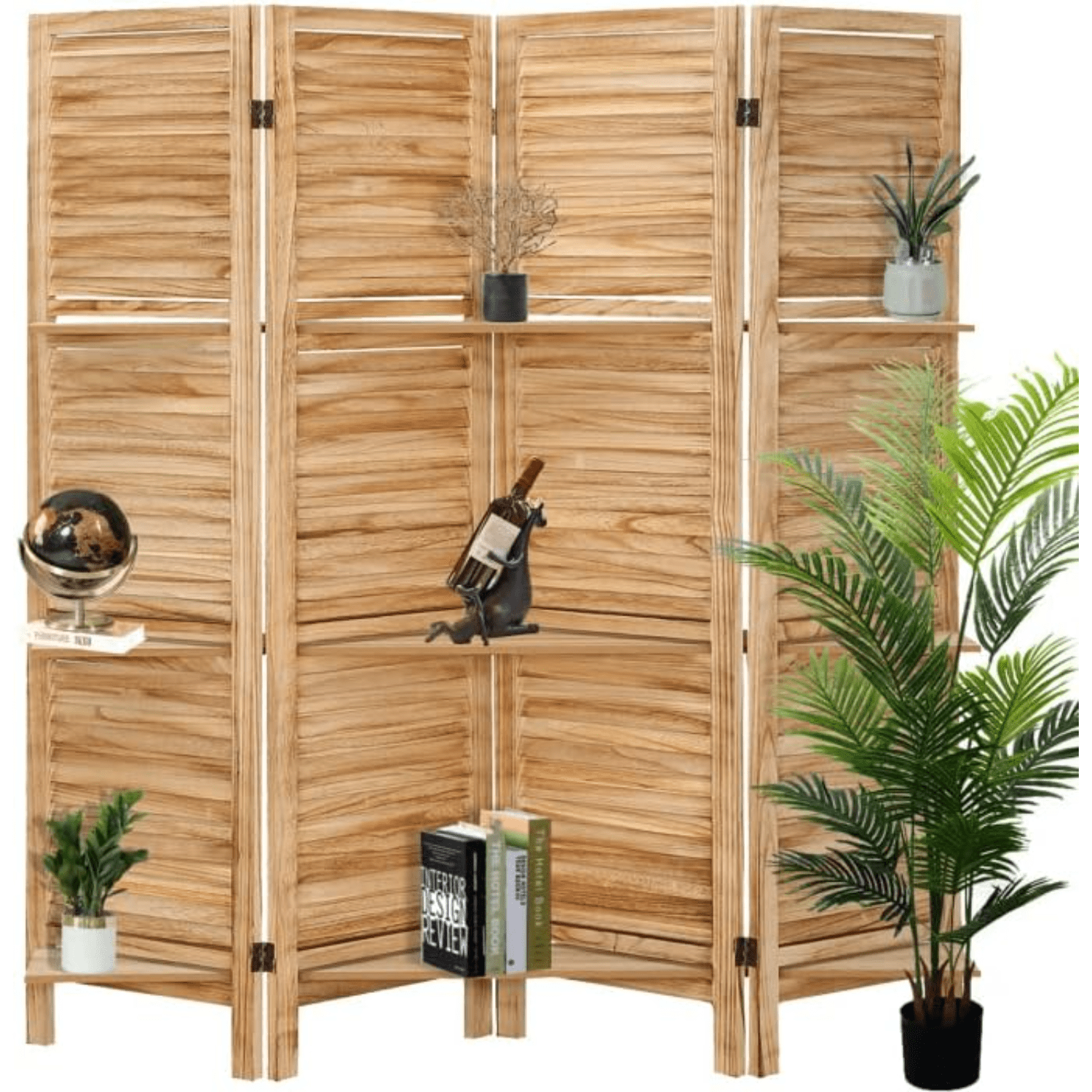 Room Divider with Shelves Room Divider 4 Panel Folding Screen Room ...