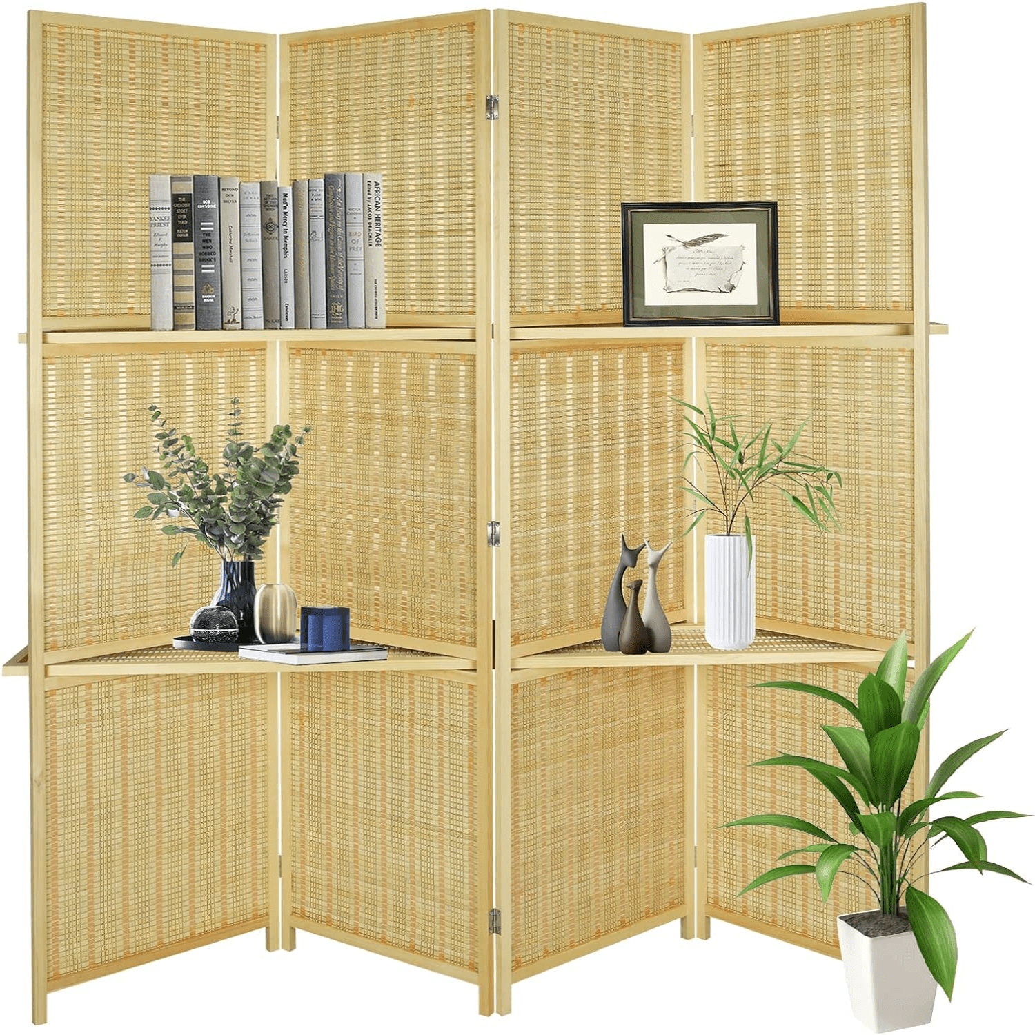 Room Divider with Shelves Room Divider 4 Panel Folding Screen Room ...