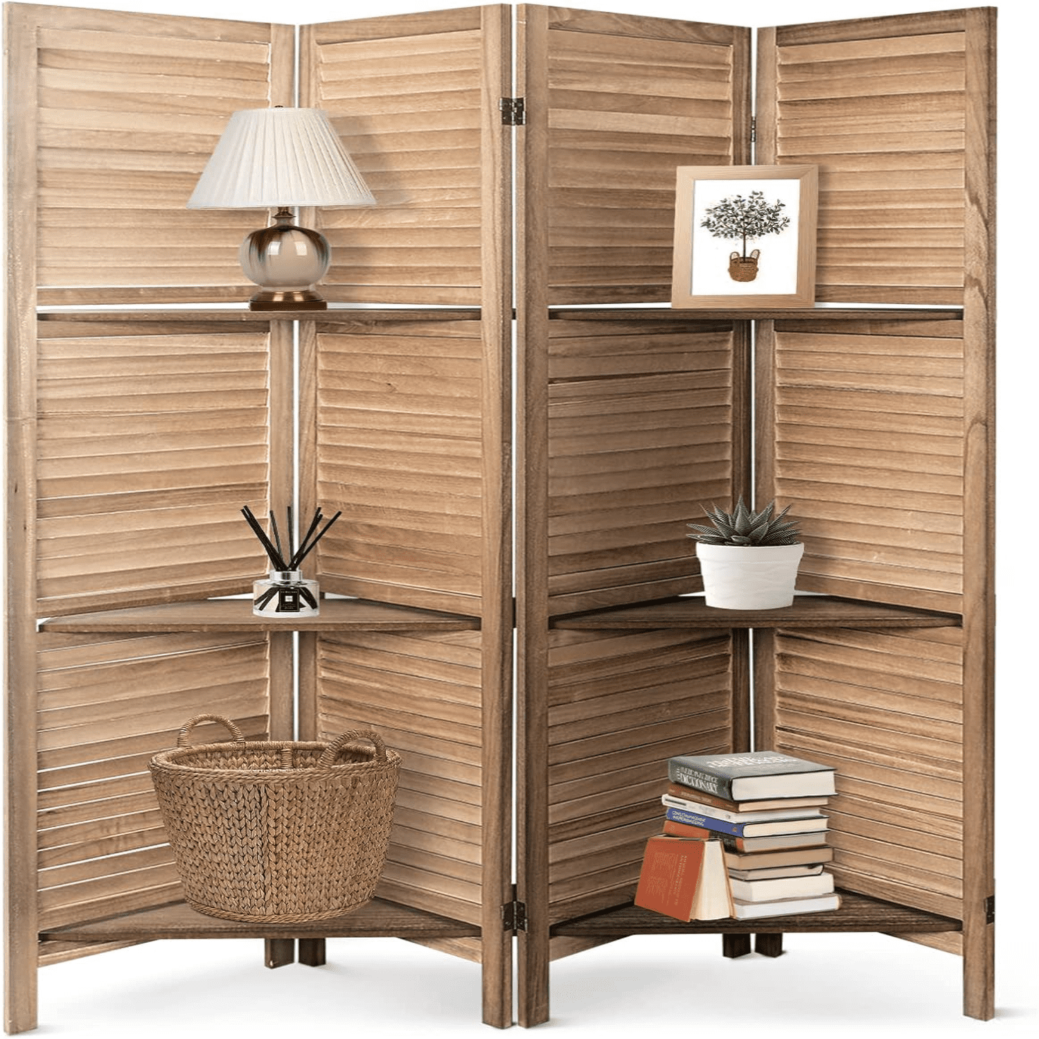Room Divider with Shelves Room Divider 4 Panel Folding Screen Room ...
