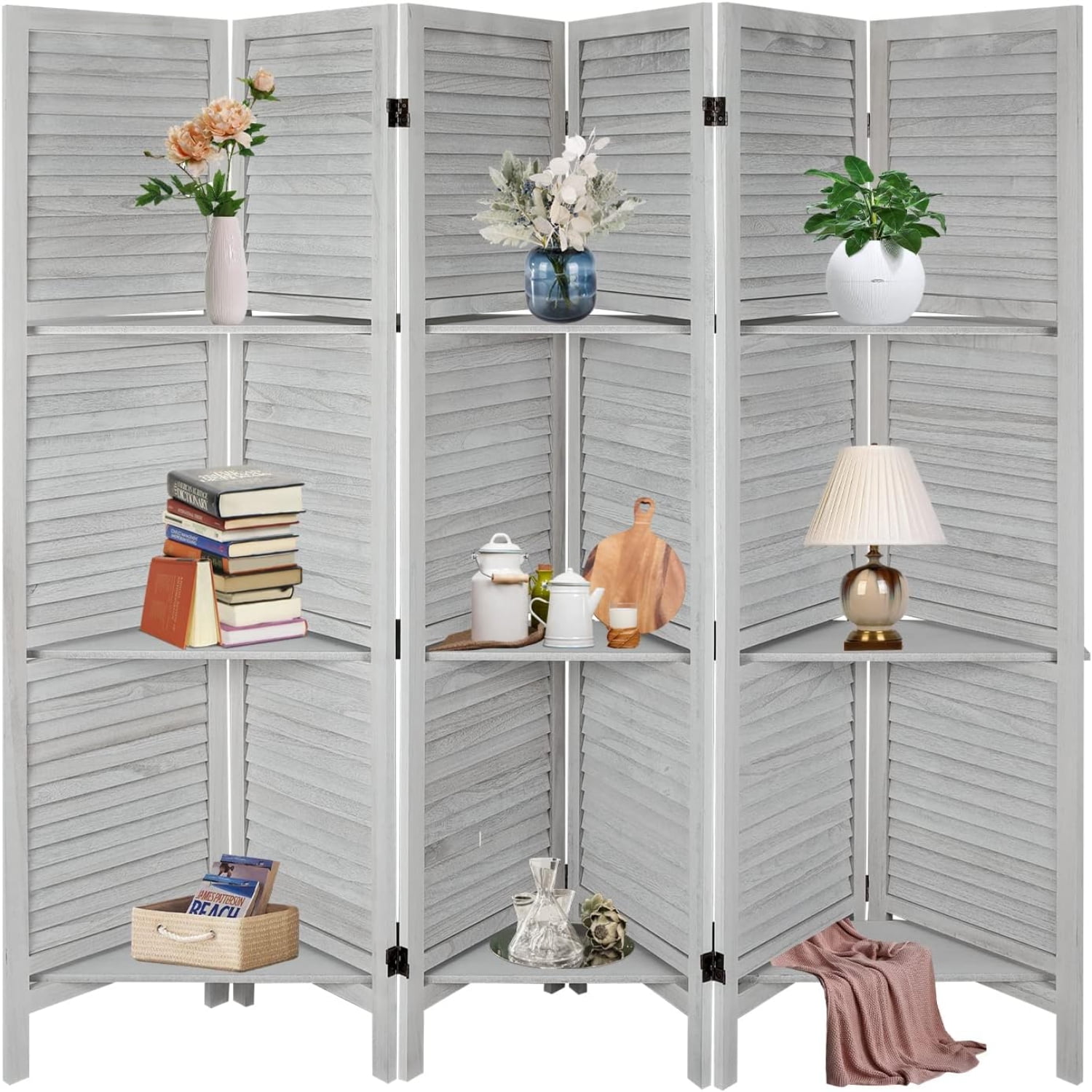 Room Divider with Shelves 4 Panel Room Divider Wall Room Dividers and ...