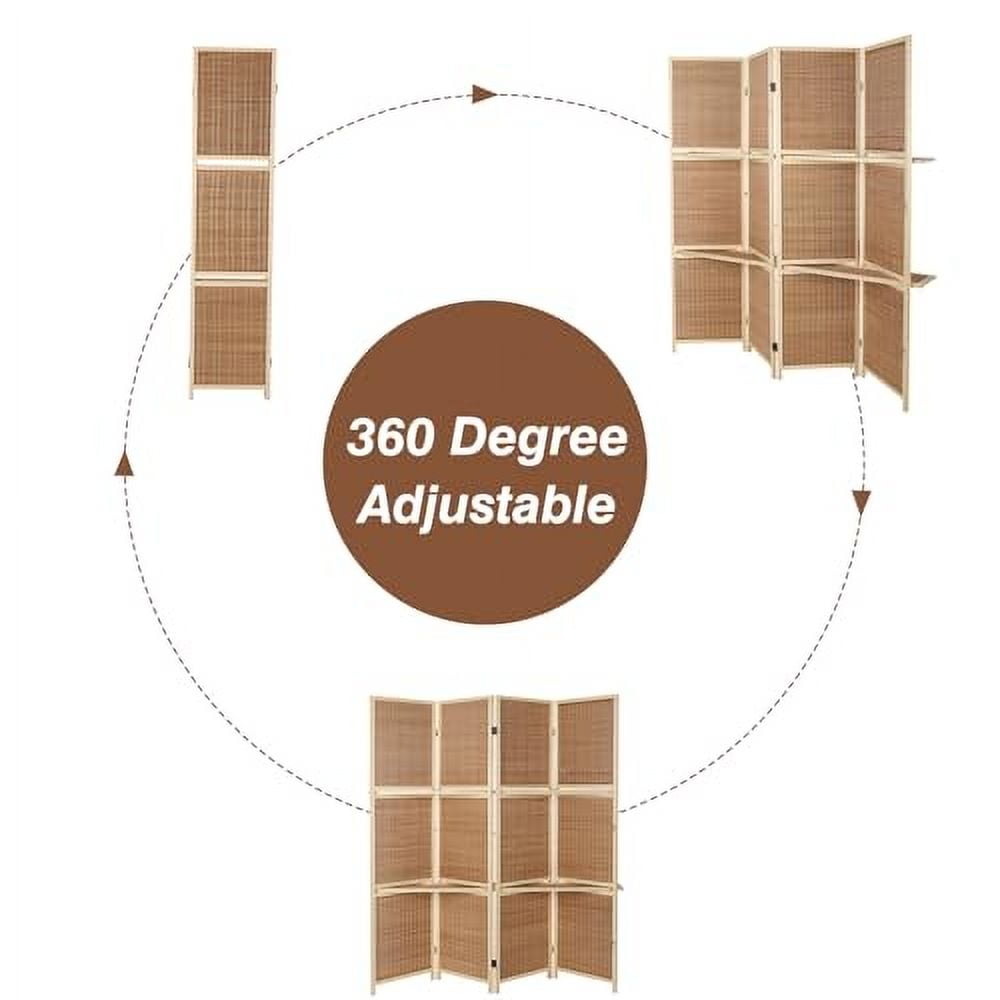 Room Divider with Shelves, 4 Panels Room Dividers and Folding Privacy ...