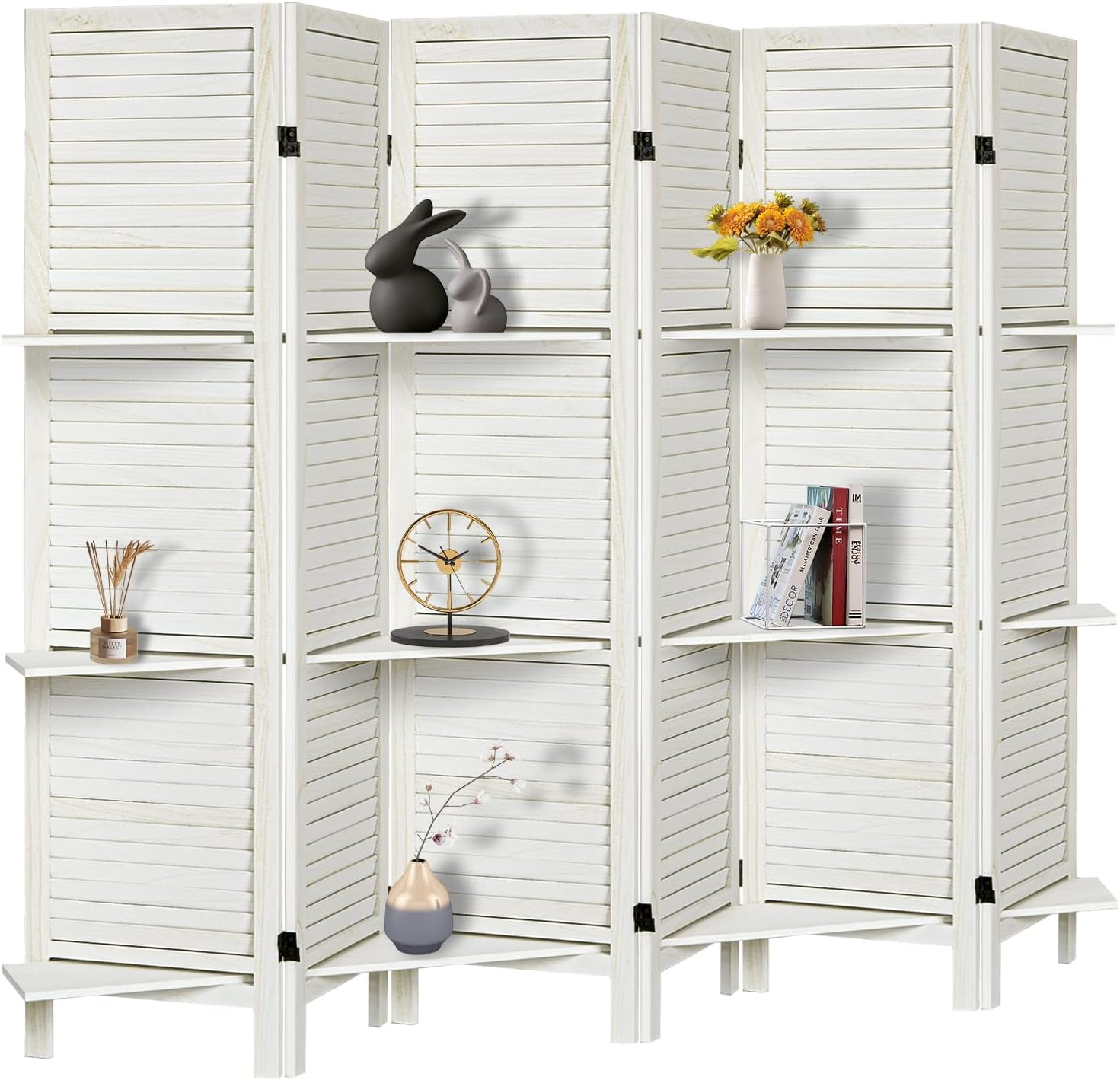 Room Divider with Shelves, Privacy Screen, Room Dividers and Folding ...