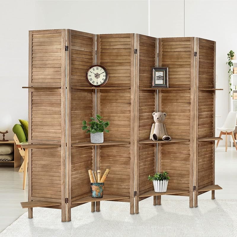 Room Divider with Shelves, Privacy Screen, Room Dividers and Folding ...
