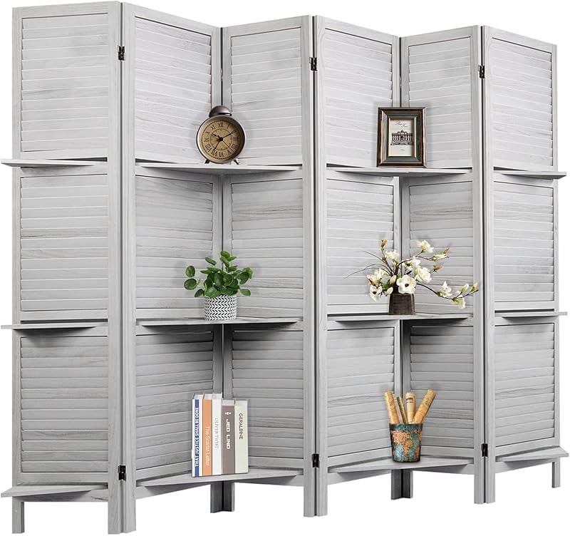 Room Divider with Shelves, Privacy Screen, Room Dividers and Folding ...
