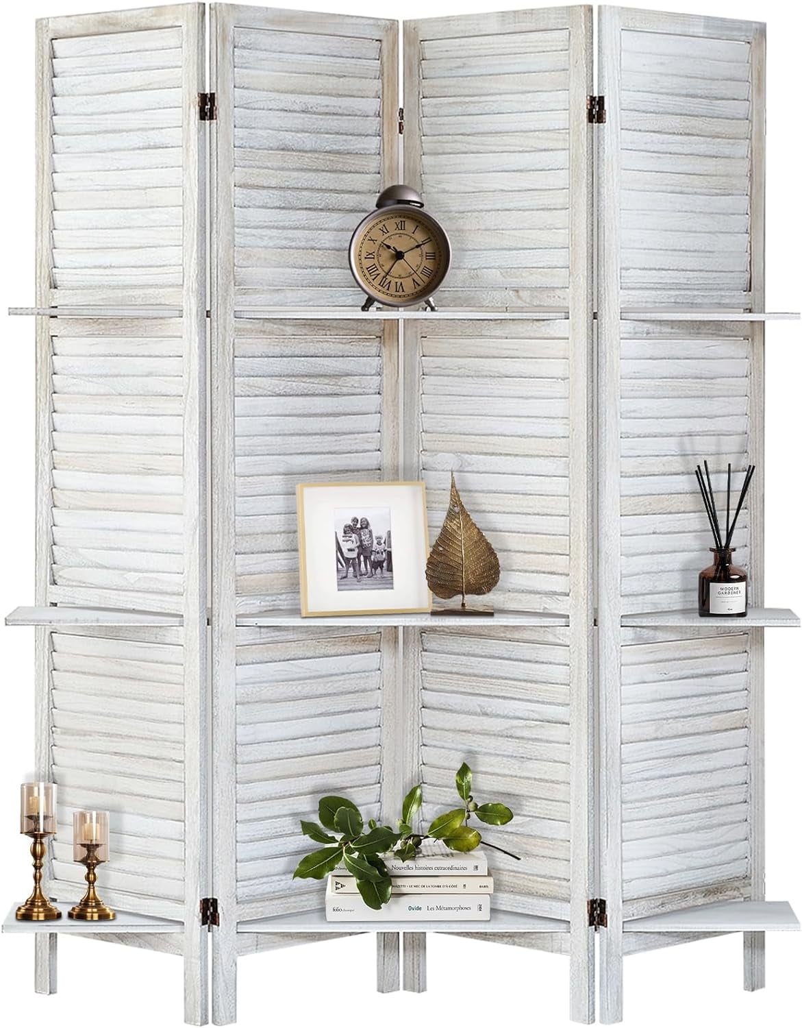 Room Divider with Shelves, Privacy Screen, Room Dividers and Folding ...