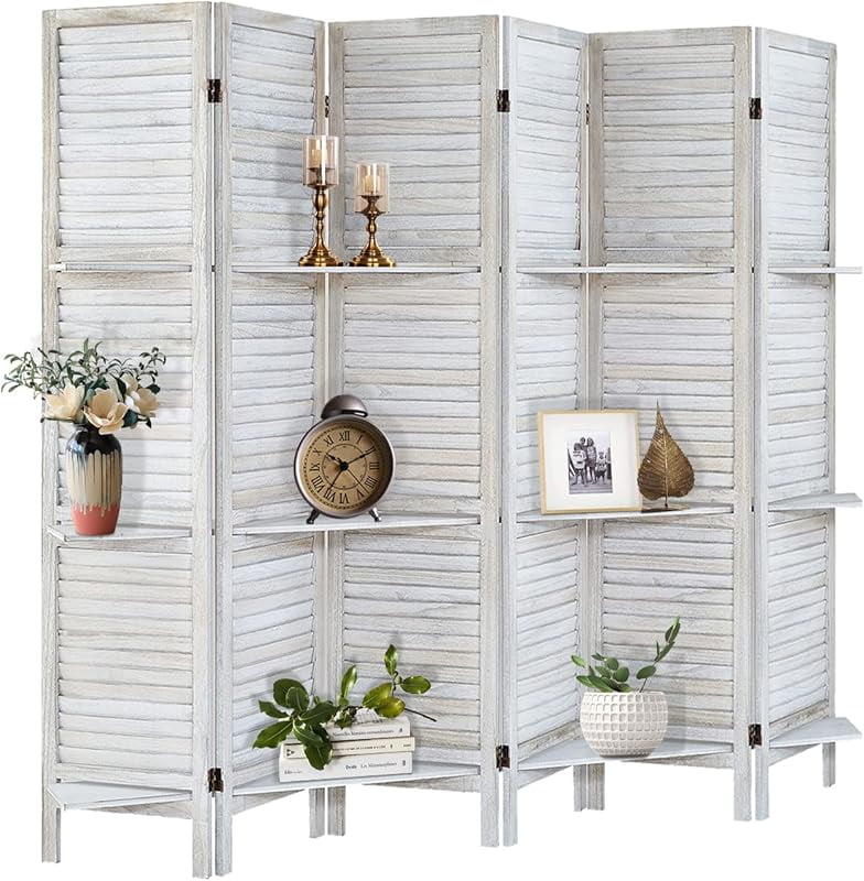 Room Divider with Shelves, Privacy Screen, Room Dividers and Folding ...