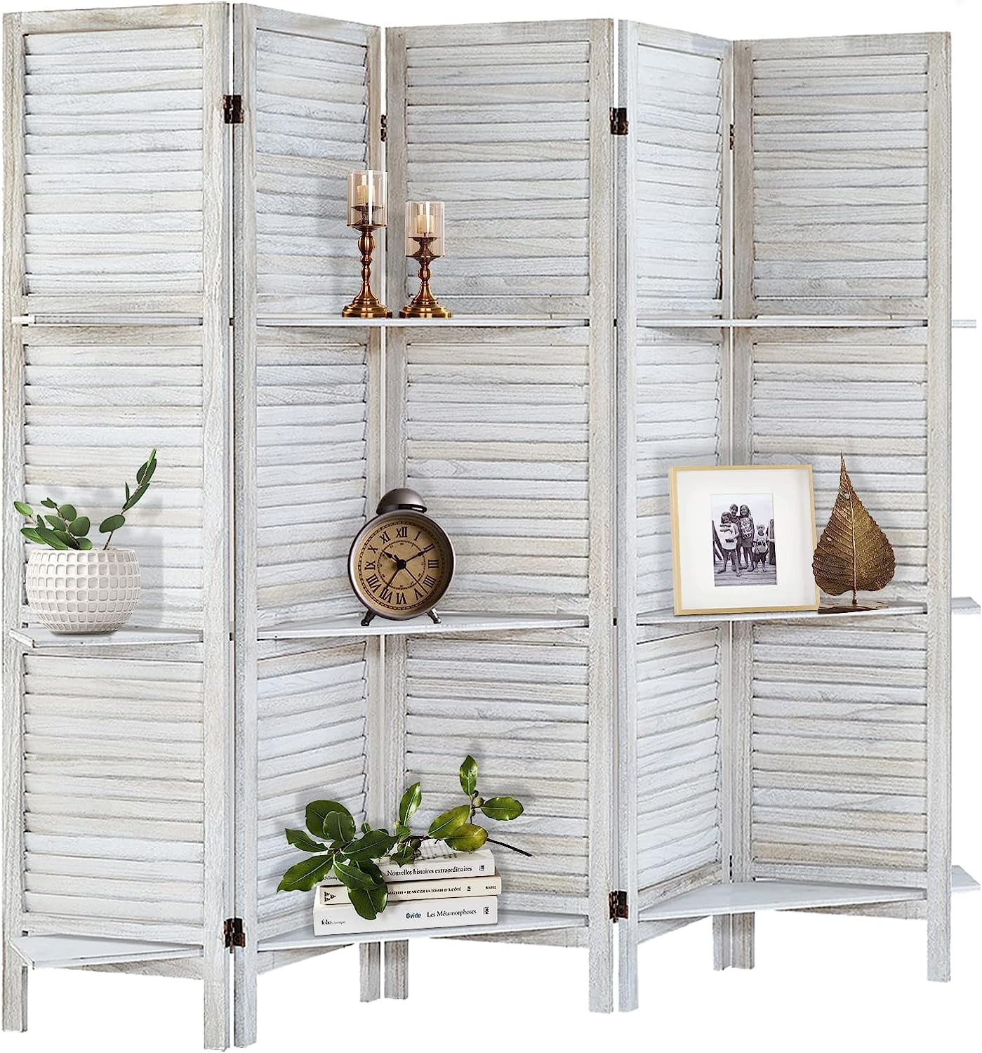 Room Divider with Shelves, Privacy Screen, Room Dividers and Folding ...
