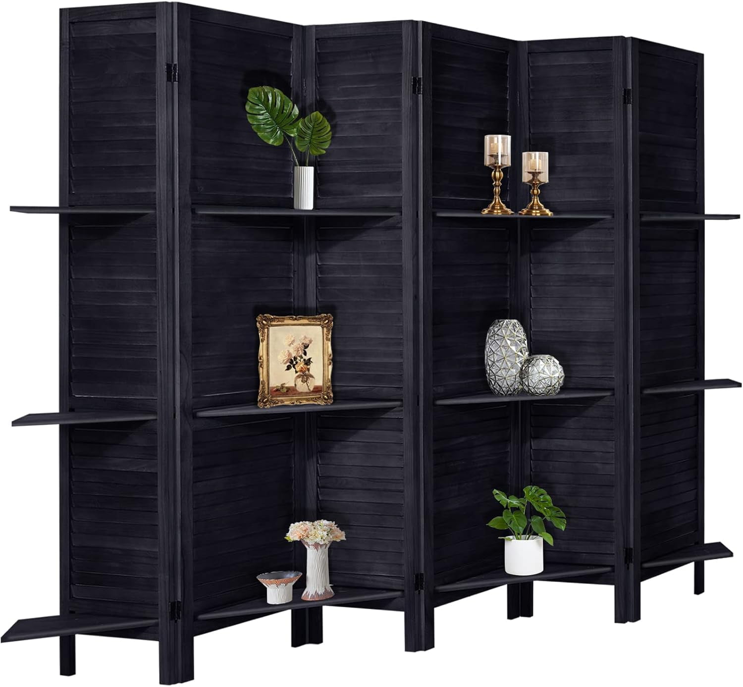 Room Divider with Shelves, Privacy Screen, Room Dividers and Folding ...