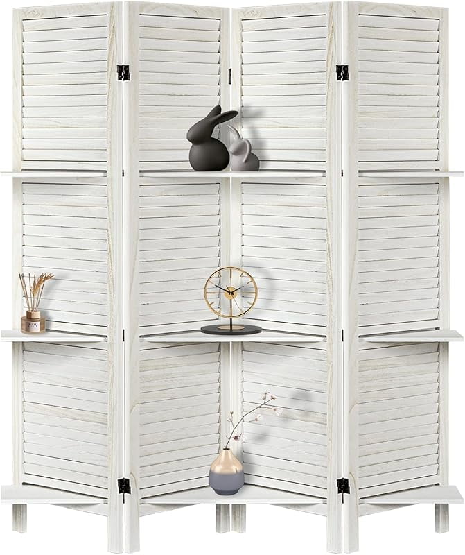 Room Divider with Shelves, Privacy Screen, Room Dividers and Folding ...
