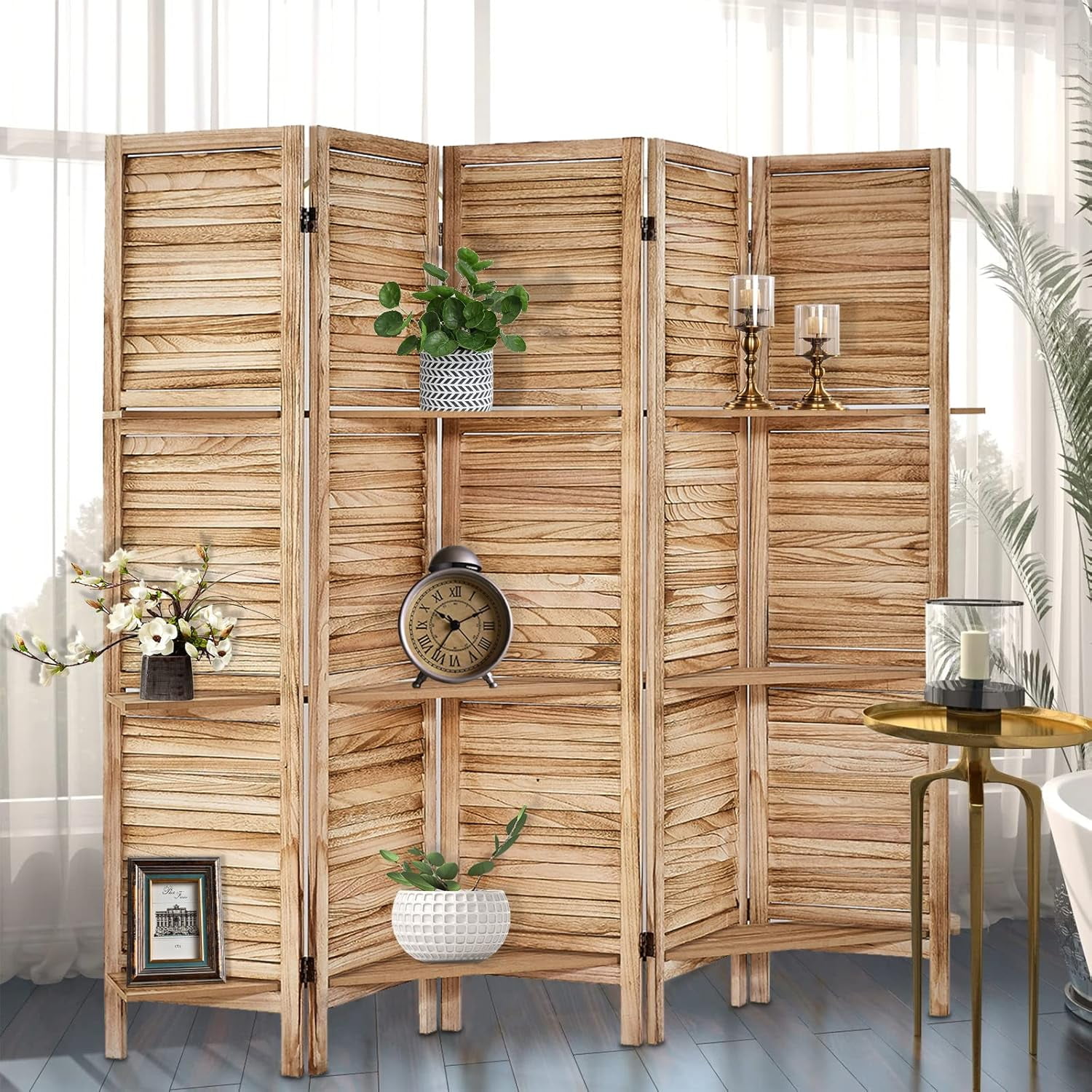 Room Divider with Shelves, Privacy Screen, Room Dividers and Folding ...