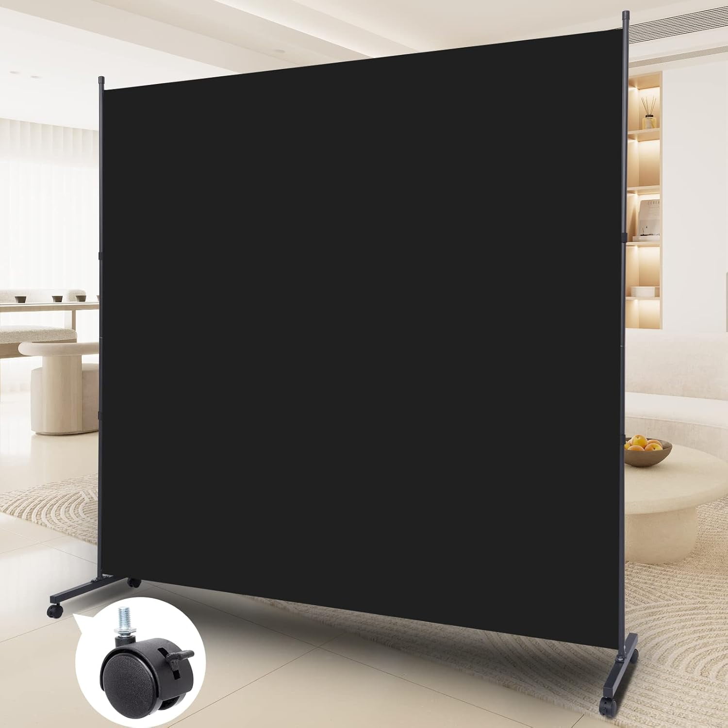 Room Divider Single Panel Privacy Screen W/Wheels, 71'' Wide Portable ...