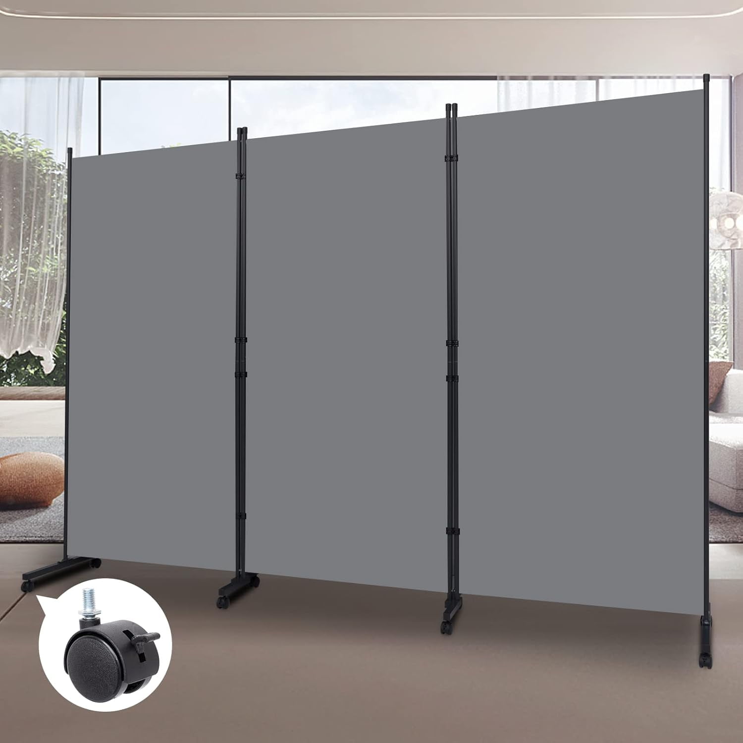 Room Divider Single Panel Privacy Screen W/Wheels, 71'' Wide Portable ...