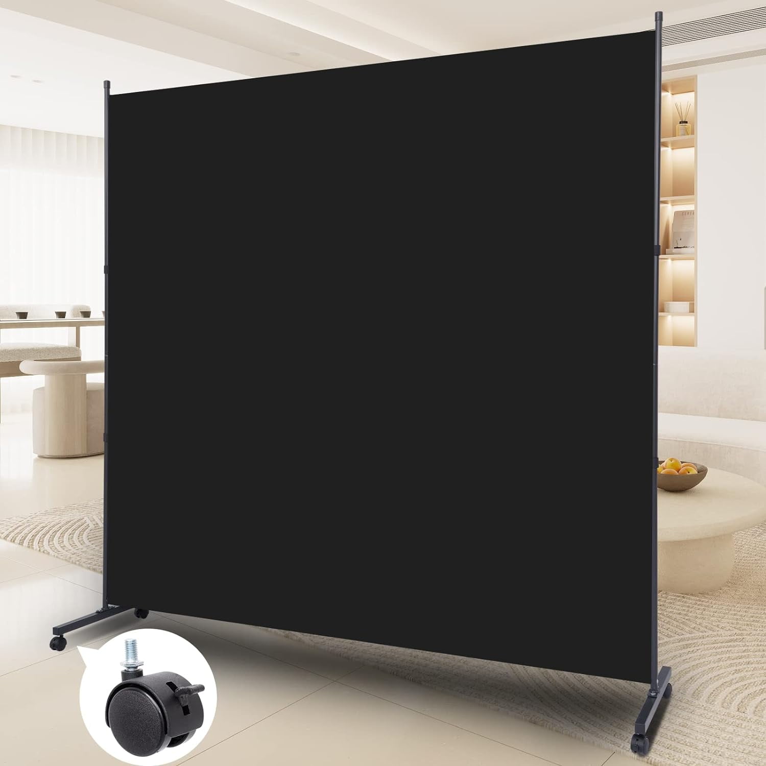 Room Divider Single Panel Privacy Screen W/Wheels, 71'' Wide Portable ...