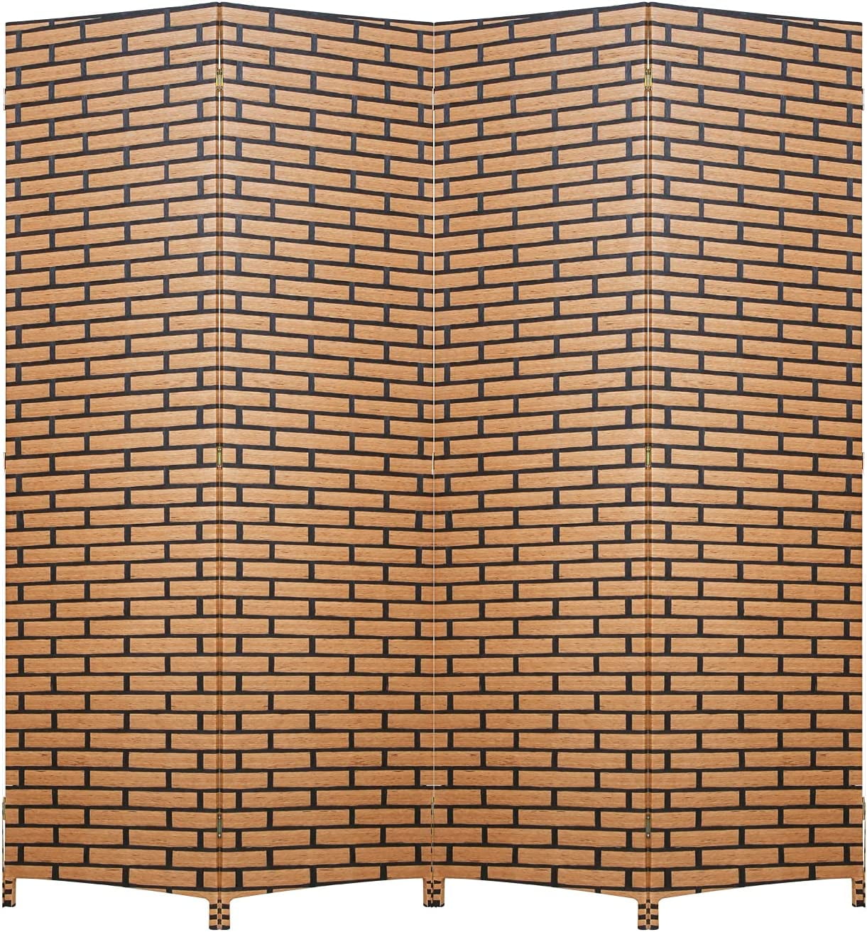 Room Divider Wood Screen 4 Panel Wood Mesh Woven Design Room Screen ...