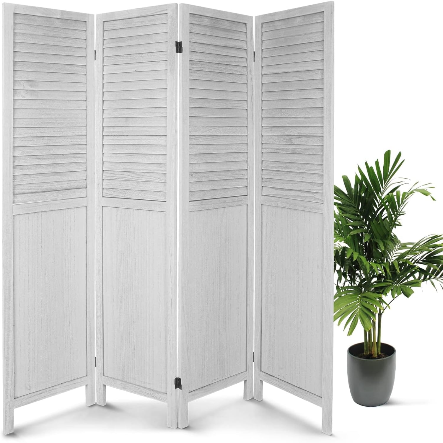 Room Divider with Shelf 4 Panel Screen Freestanding Hand- Room ...