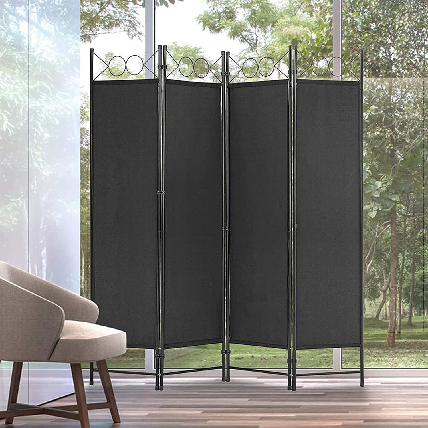 Room Dividers 4 Panel Folding Privacy Screen 6.8FT Wall Divider with ...