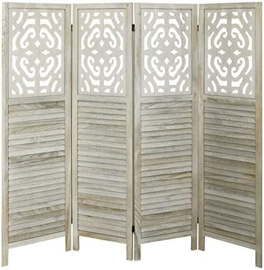 Room Dividers 4 Panel Home Folding Privacy Wood Screens 5.6Ft Portable ...