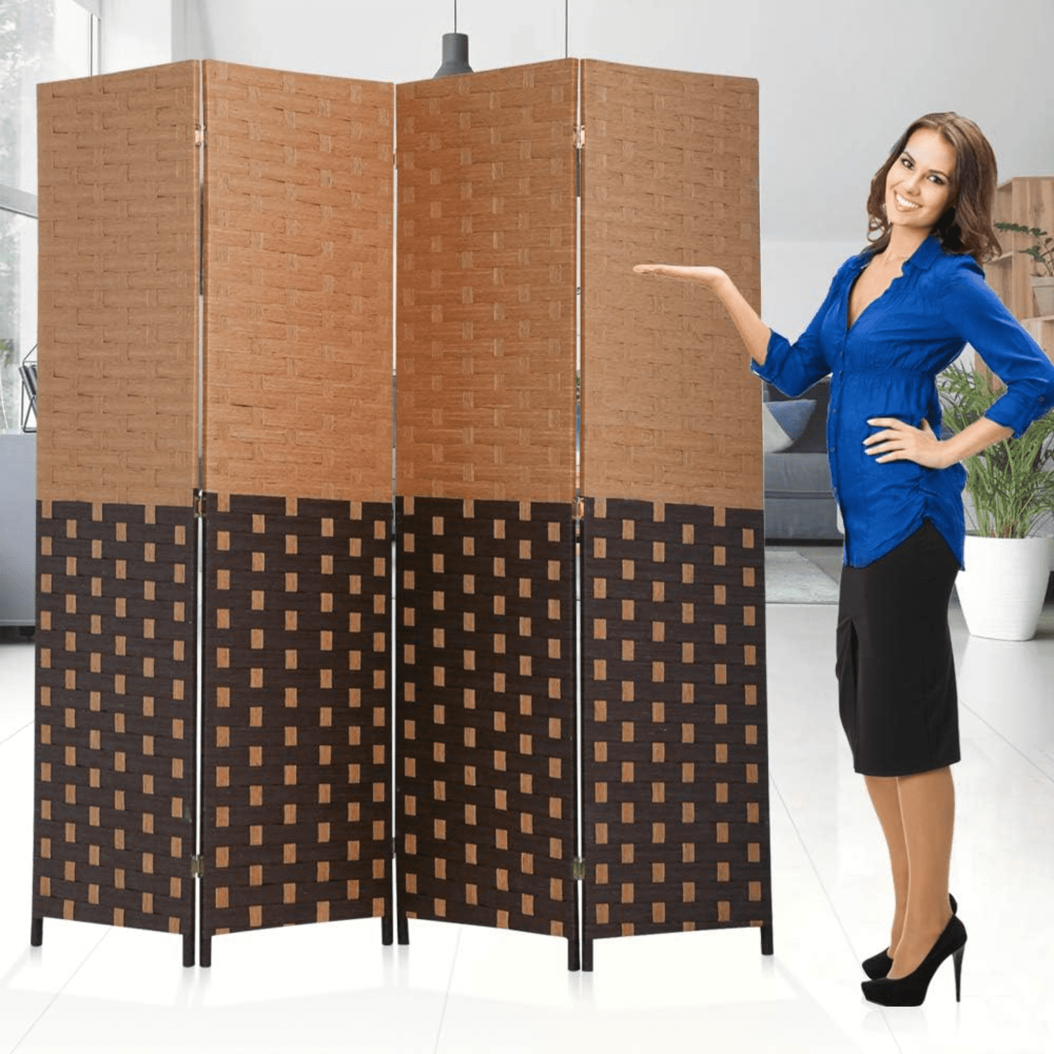 Folding Screen 3 Panel And Folding Privacy Screen Natural... Room Dividers