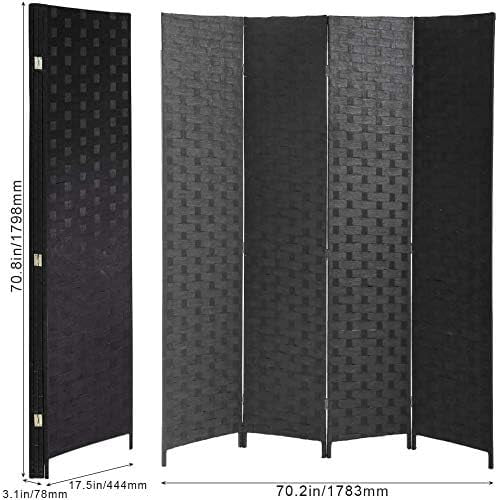 Room Dividers Folding Privacy Screens, 4 Panel 6FT Wood Room Divider ...