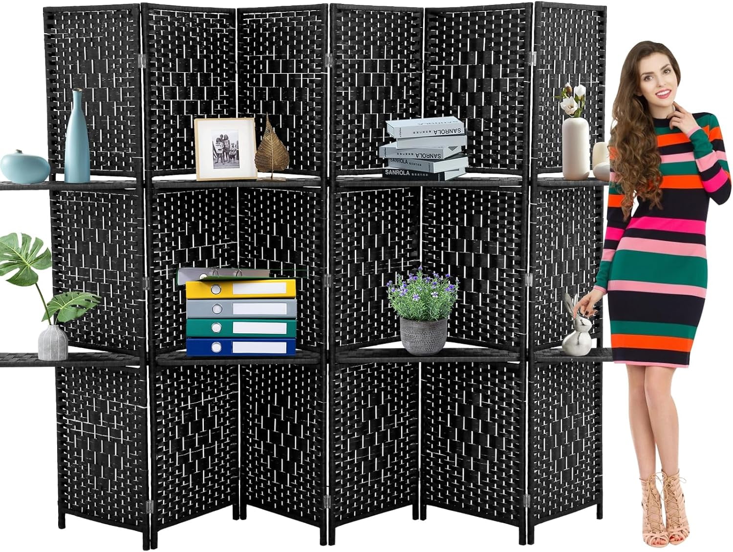 Room Dividers and Folding Privacy Screens 6 Panel 70.6 Inch Tall ...