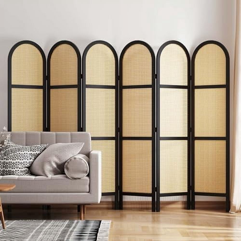 Room Dividers and Folding Privacy Screens, 5.6 Ft Double Hinged Rattan ...