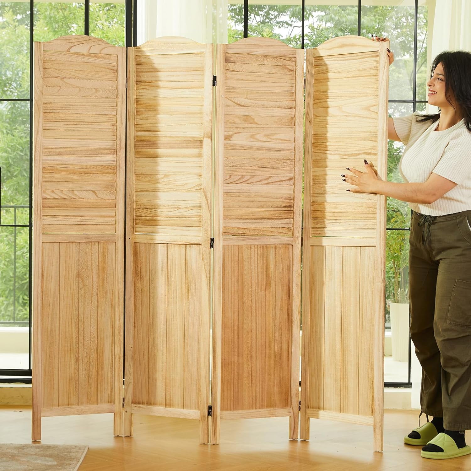 Room Dividers and Folding Privacy Screens, Wood Louvered Separators ...