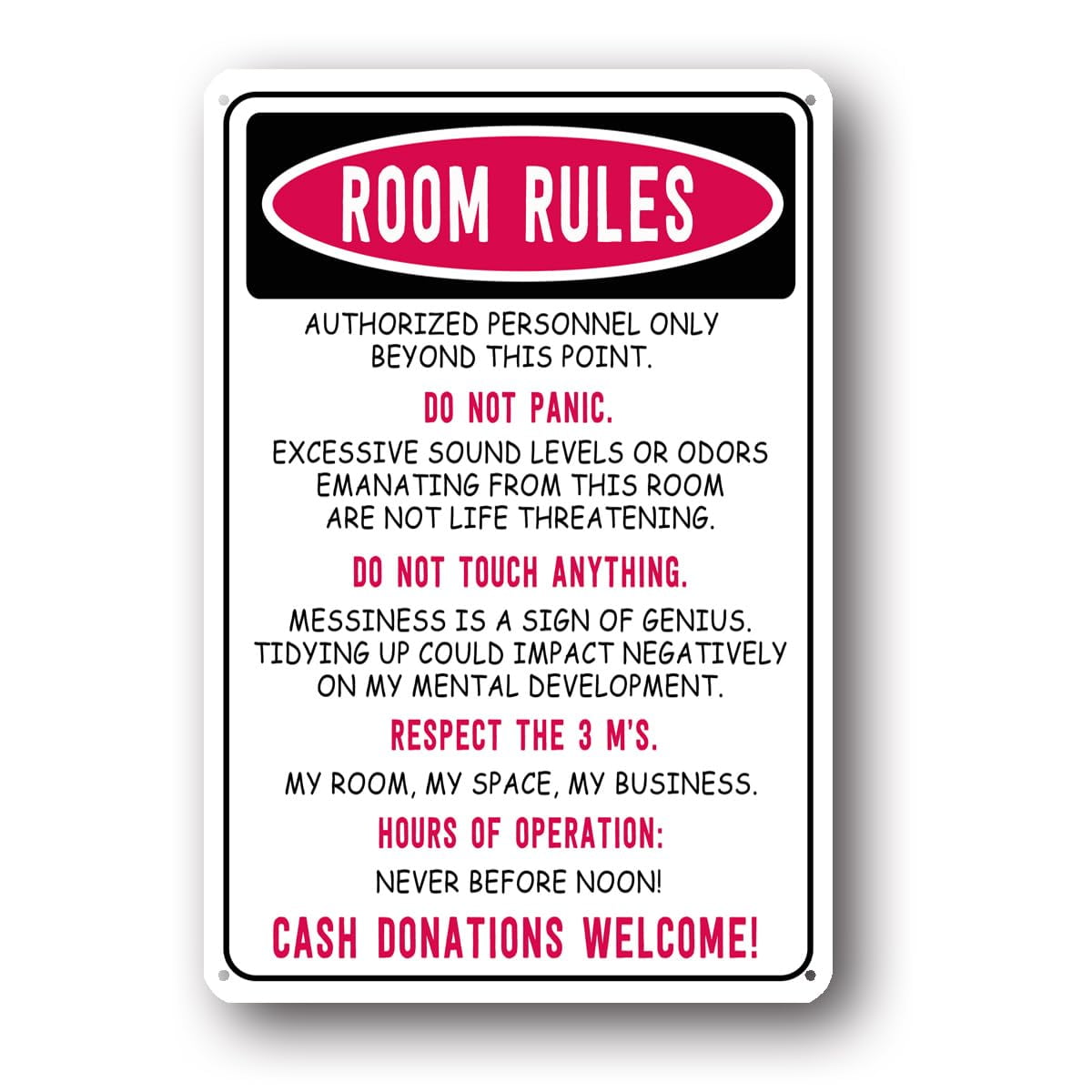 Room Rules Sign For Girls Cute Bedroom Room Door Wall Decor Aluminum ...