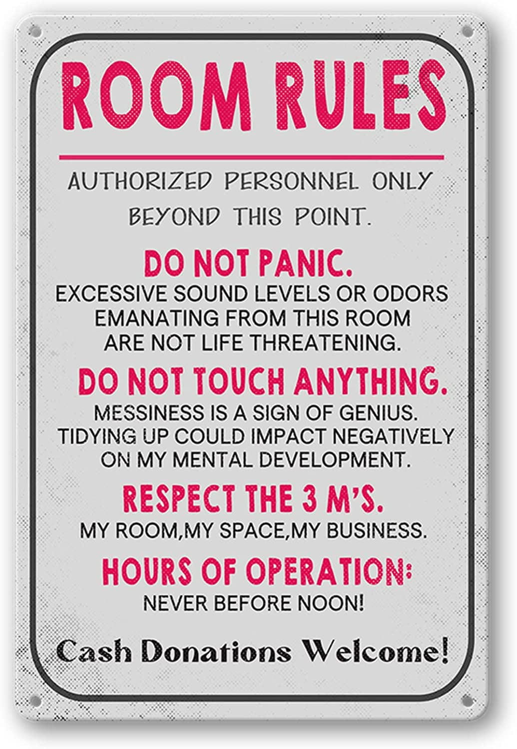 Room Rules Sign For Teen Girls Boy Bedroom/Gaming Room Door Decor Dorm ...