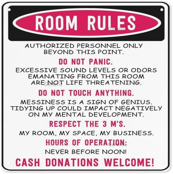 Room Rules Sign For Teen Girls Boy kid Cute Decor Bedroom Gaming Room ...