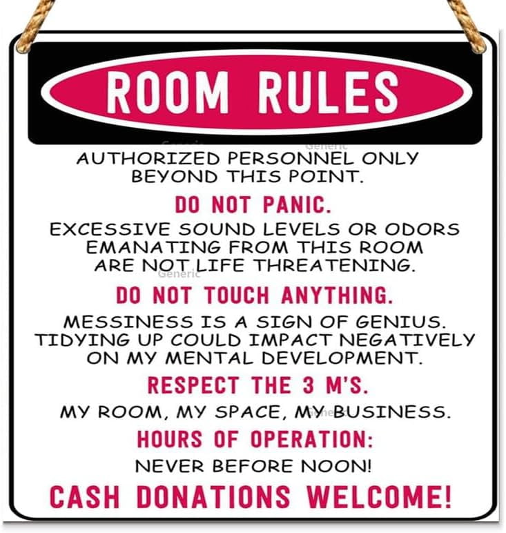 Room Rules Sign For Teen Girls Boy kid Cute Decor Bedroom Gaming Room ...