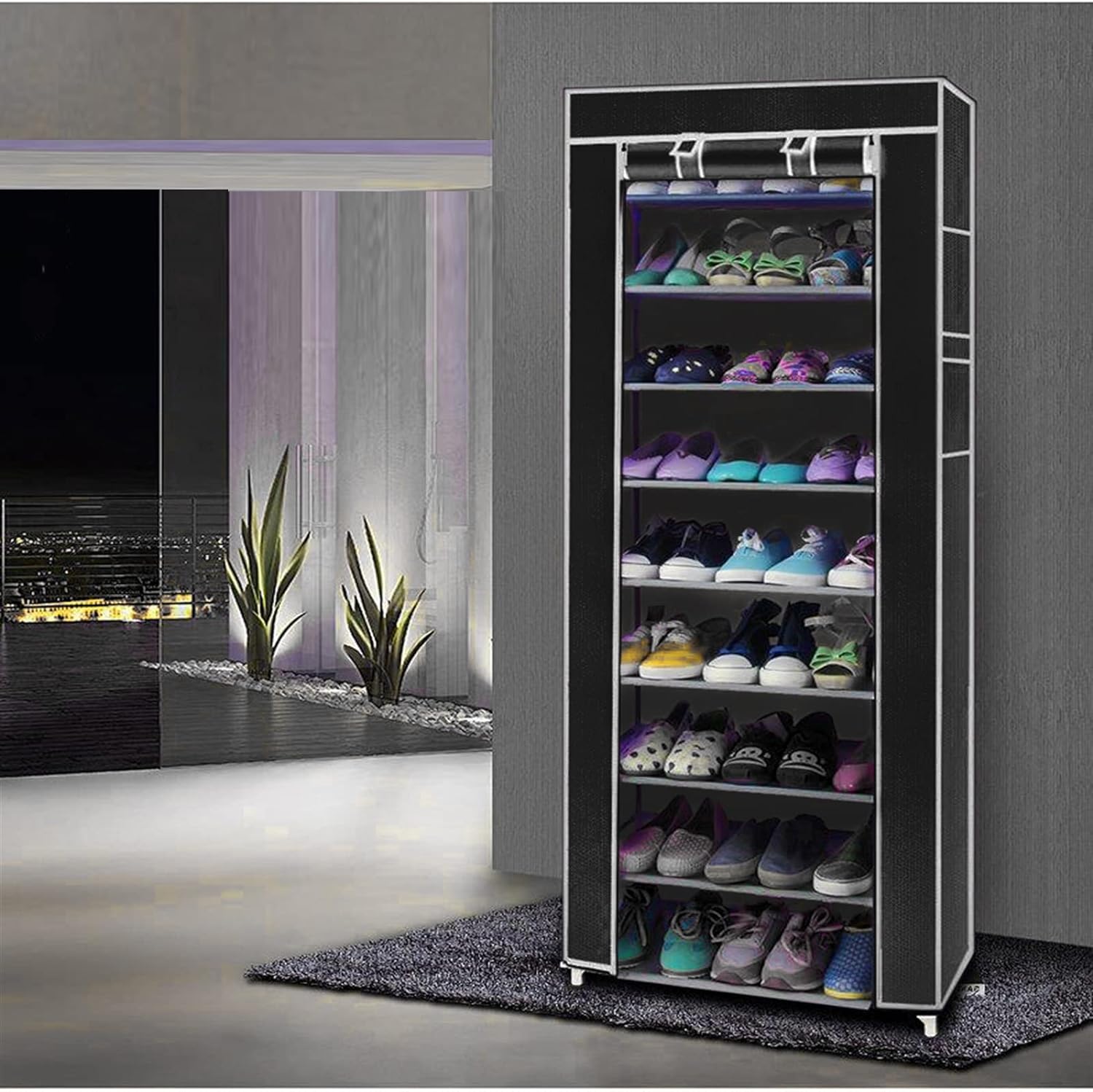 Room-Saving 9 Lattices 10 Tiers Non-Woven Fabric Shoe Rack/Shlef ...