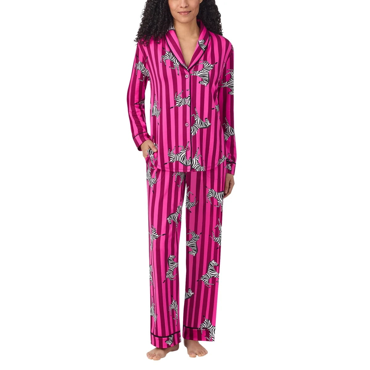 Room Service, Womens 2-Piece Pajama Set, XL, Pink Zebra Stripe ...