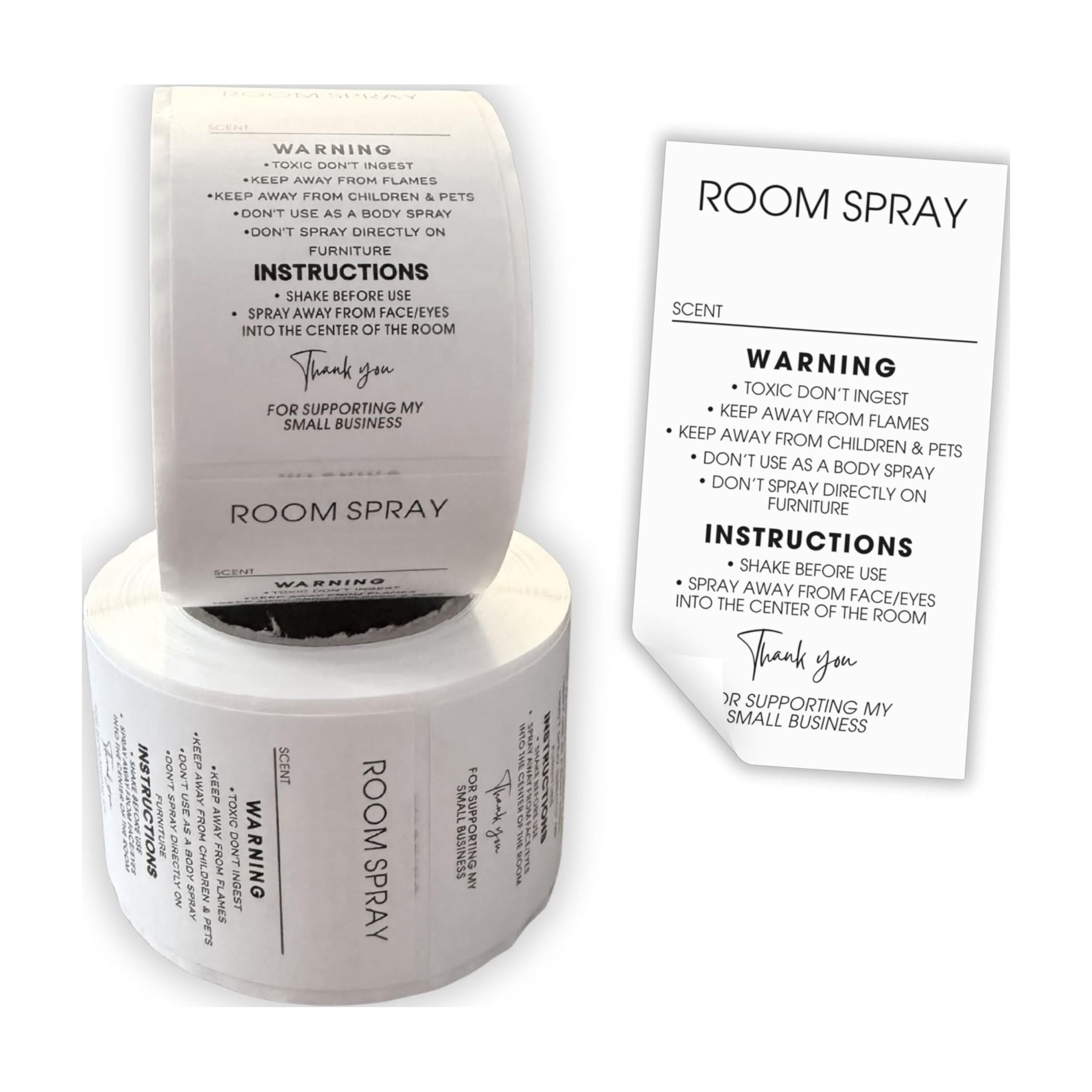 Room Spray Instruction Stickers for Bottles with Write In Scent Area ...