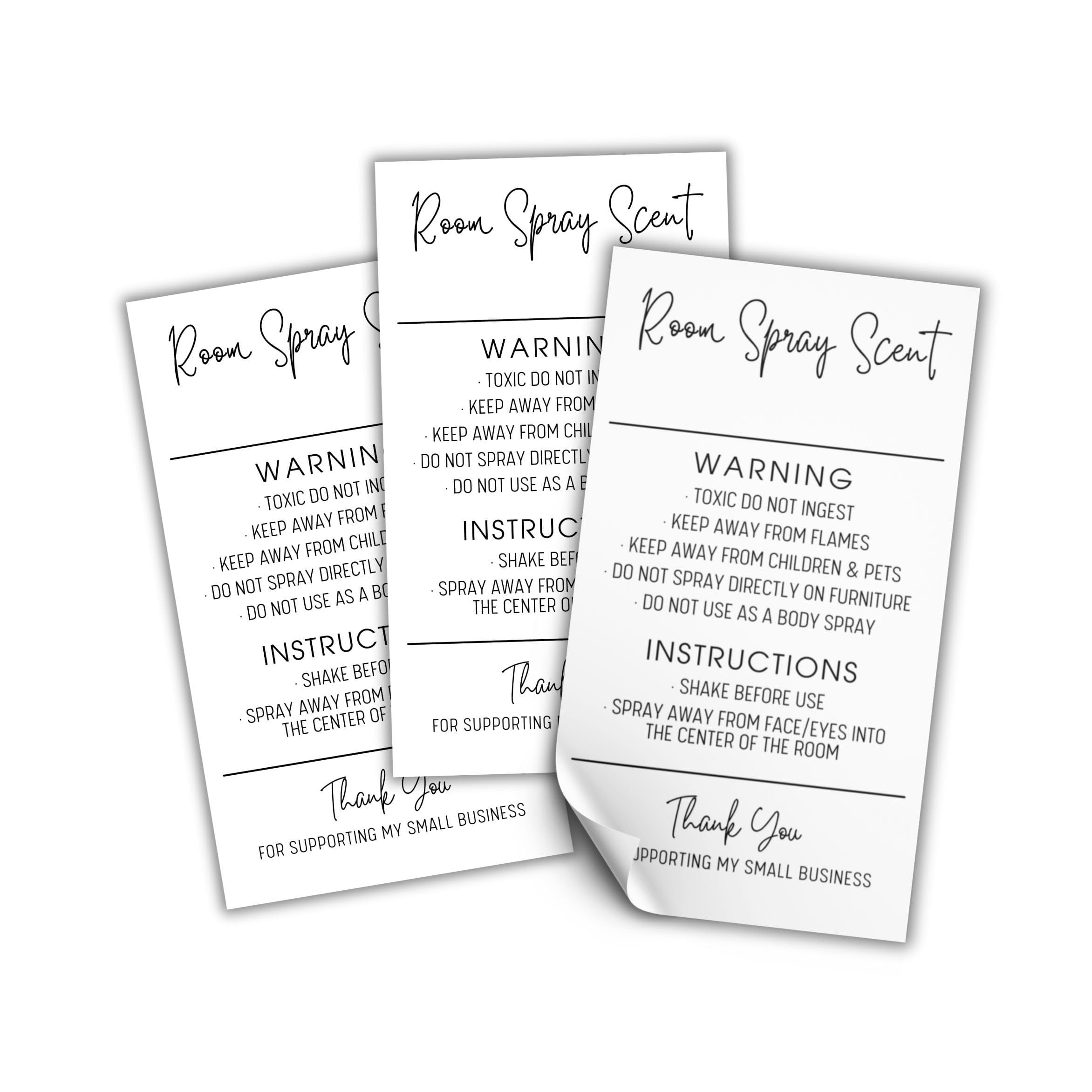 Room Spray Instruction Warning Scent Stickers Labels 250 pcs per Roll ...