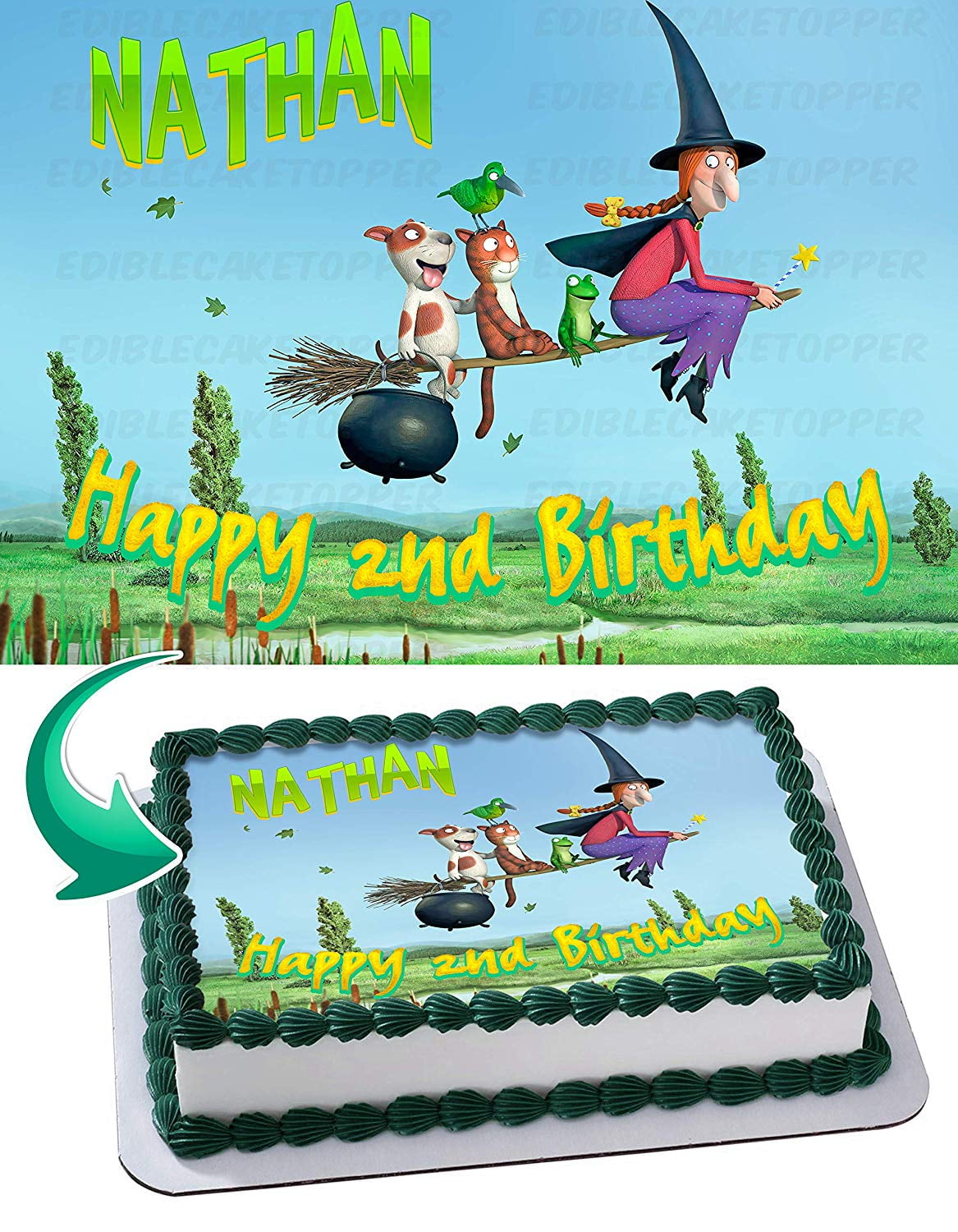 Room on the Broom Edible Cake Image Topper Personalized Picture 1/4 ...