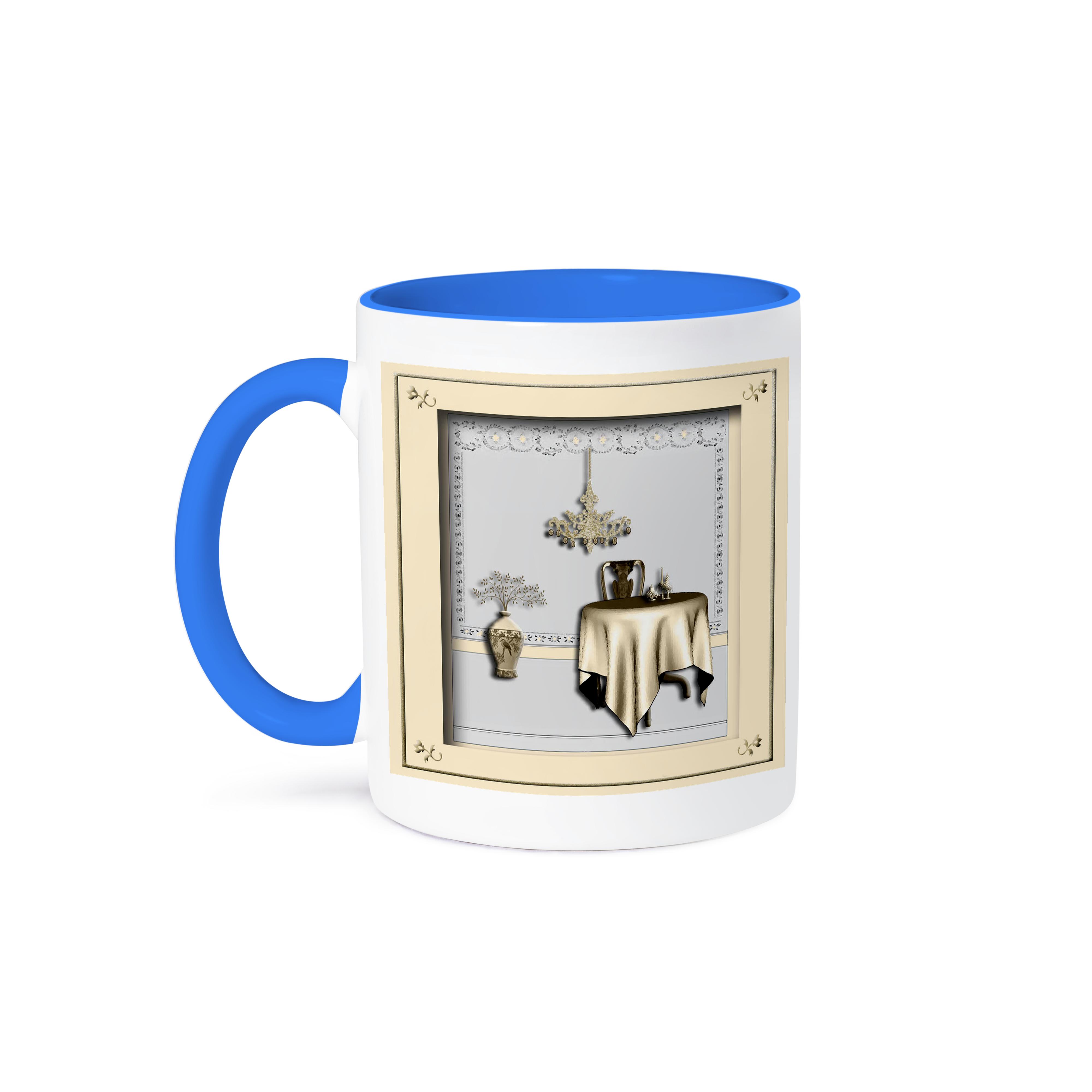 3dRose, Room with Table and Chair Pale Yellow and Gold, 15oz Two-Tone ...