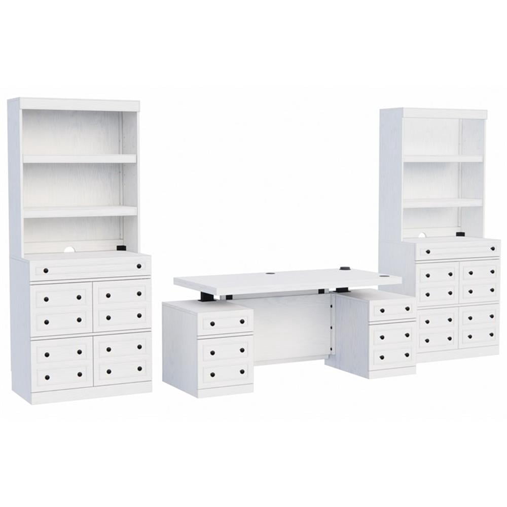 RoomAndLoft Adjustable Height Sit-Stand Storage Desk with 2 Bookcases ...