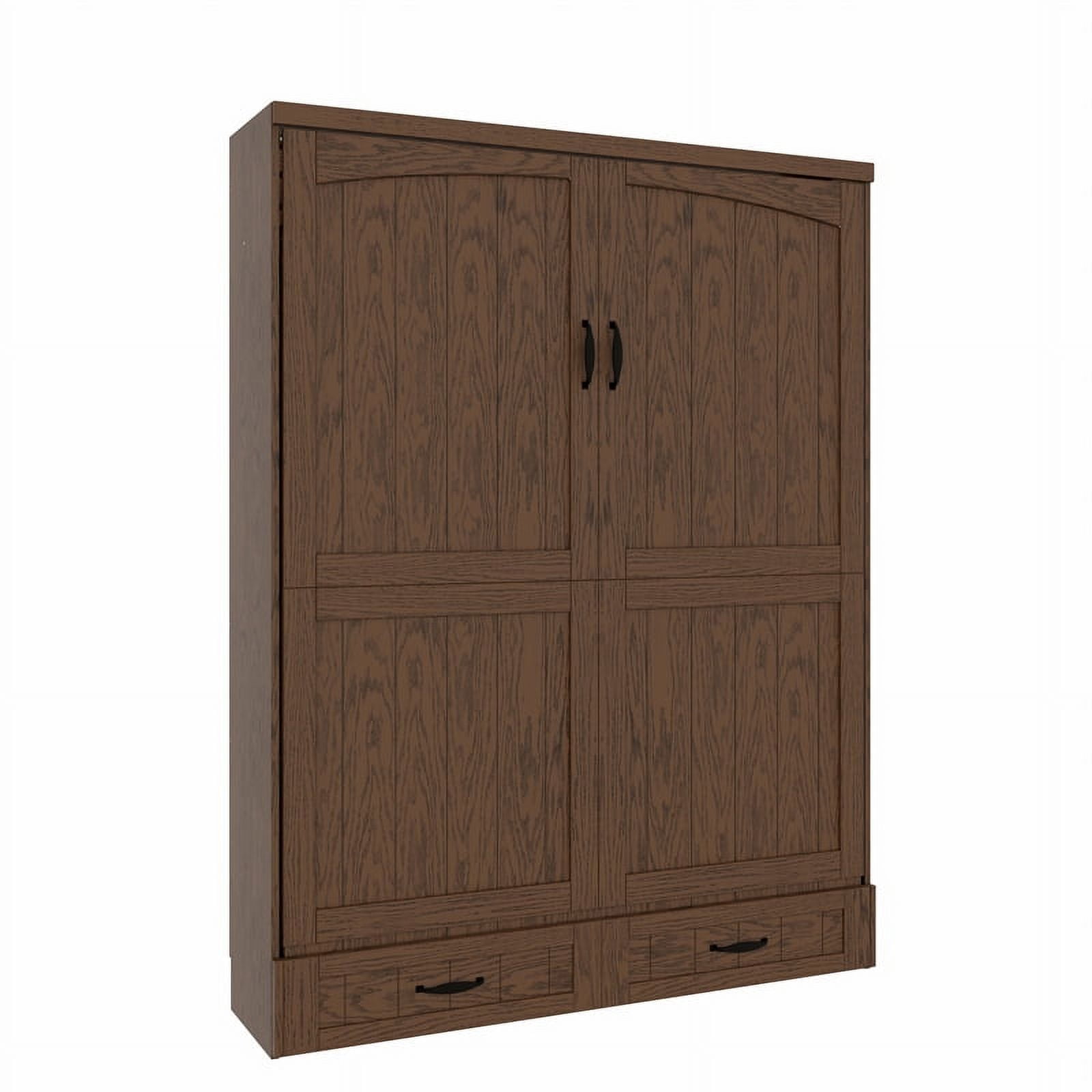 RoomAndLoft Cape Cod Queen Size Murphy Wall Bed, Solid Wood, Brown ...