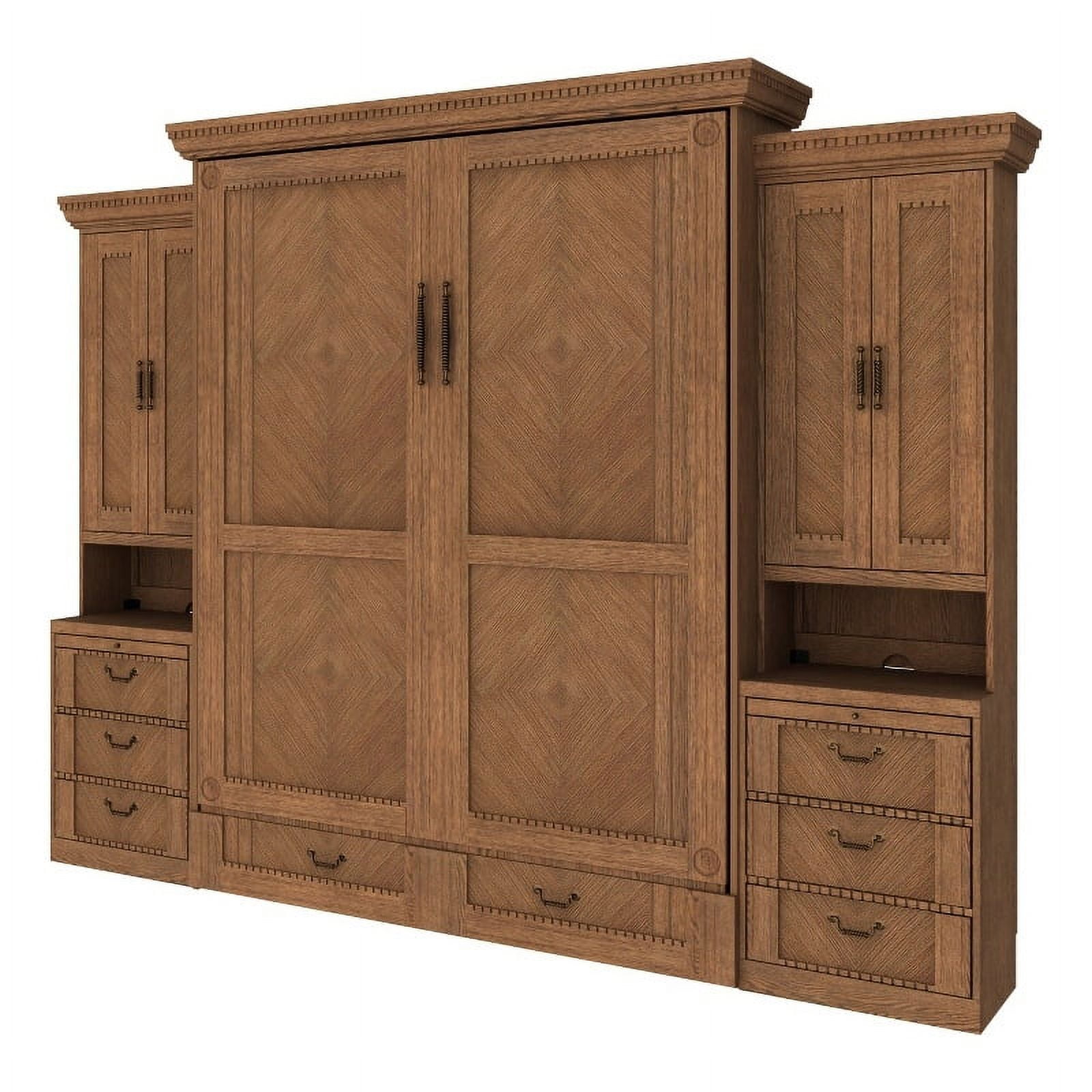 RoomAndLoft Imperial Queen Size Solid Wood Murphy Wall Bed with Cabinet ...