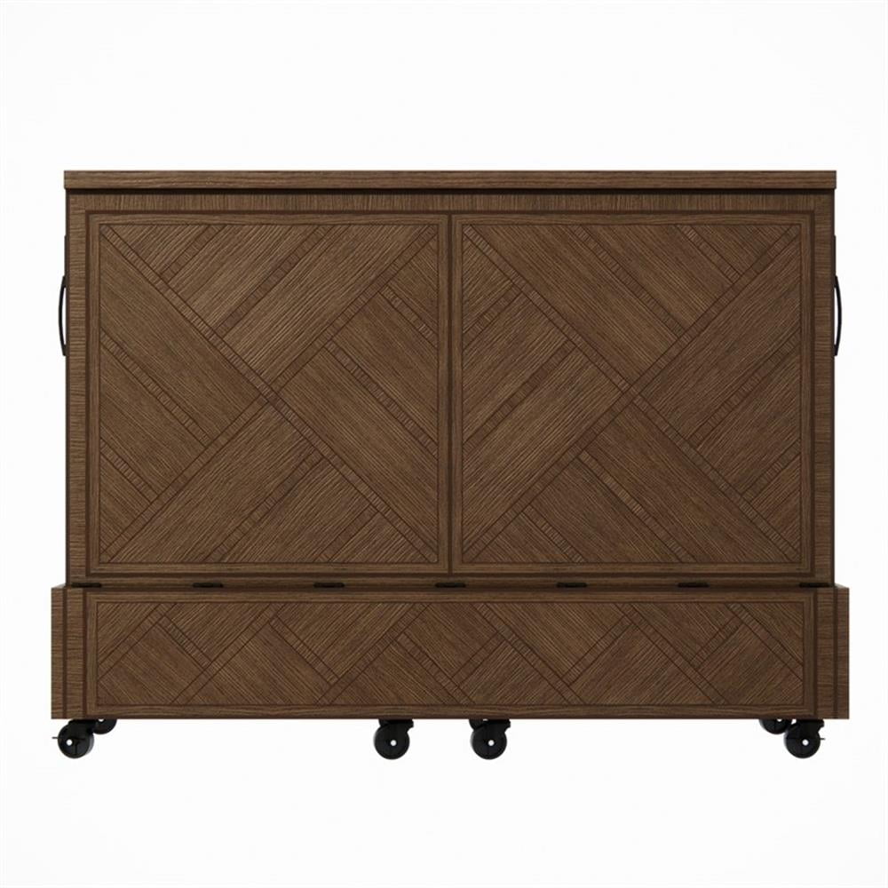 RoomAndLoft Queen Size Mobile Murphy Bed, Solid Wood Bedroom Furniture ...
