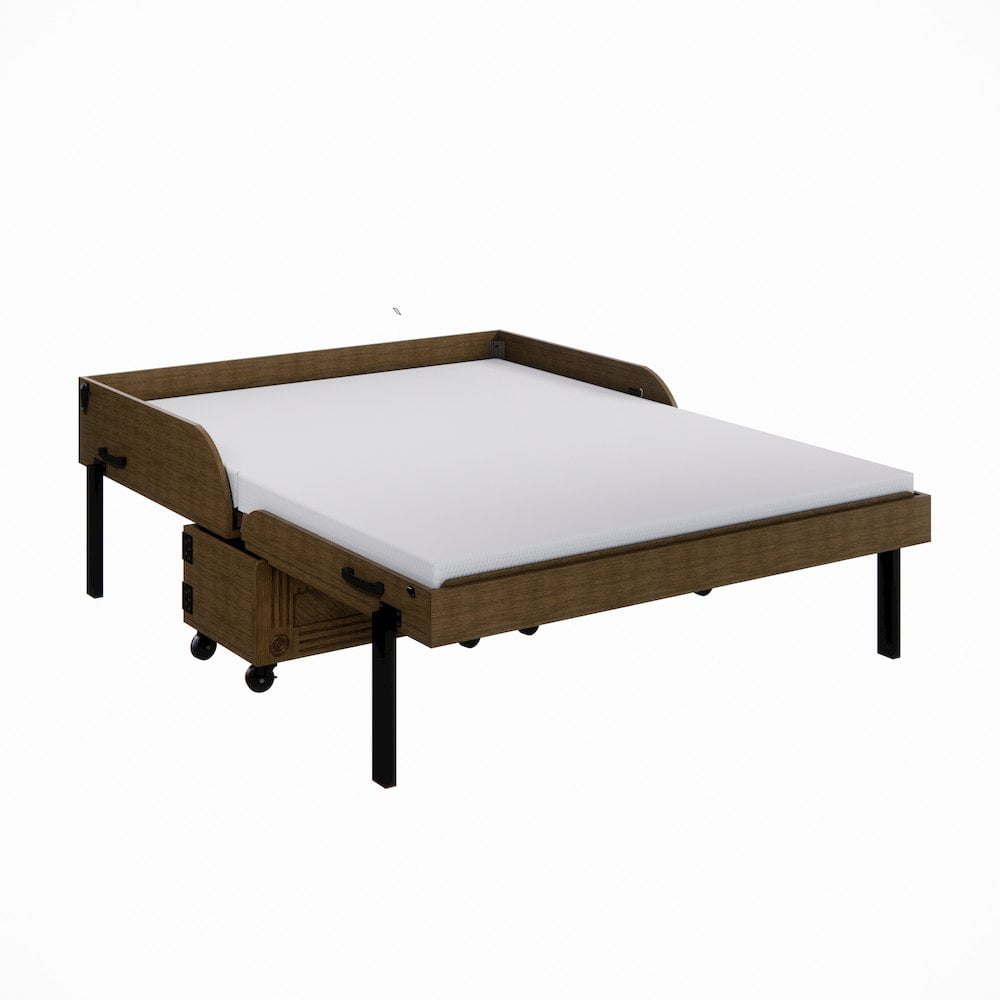 RoomAndLoft Queen Size Mobile Murphy Bed - Solid Wood Bedroom Furniture ...